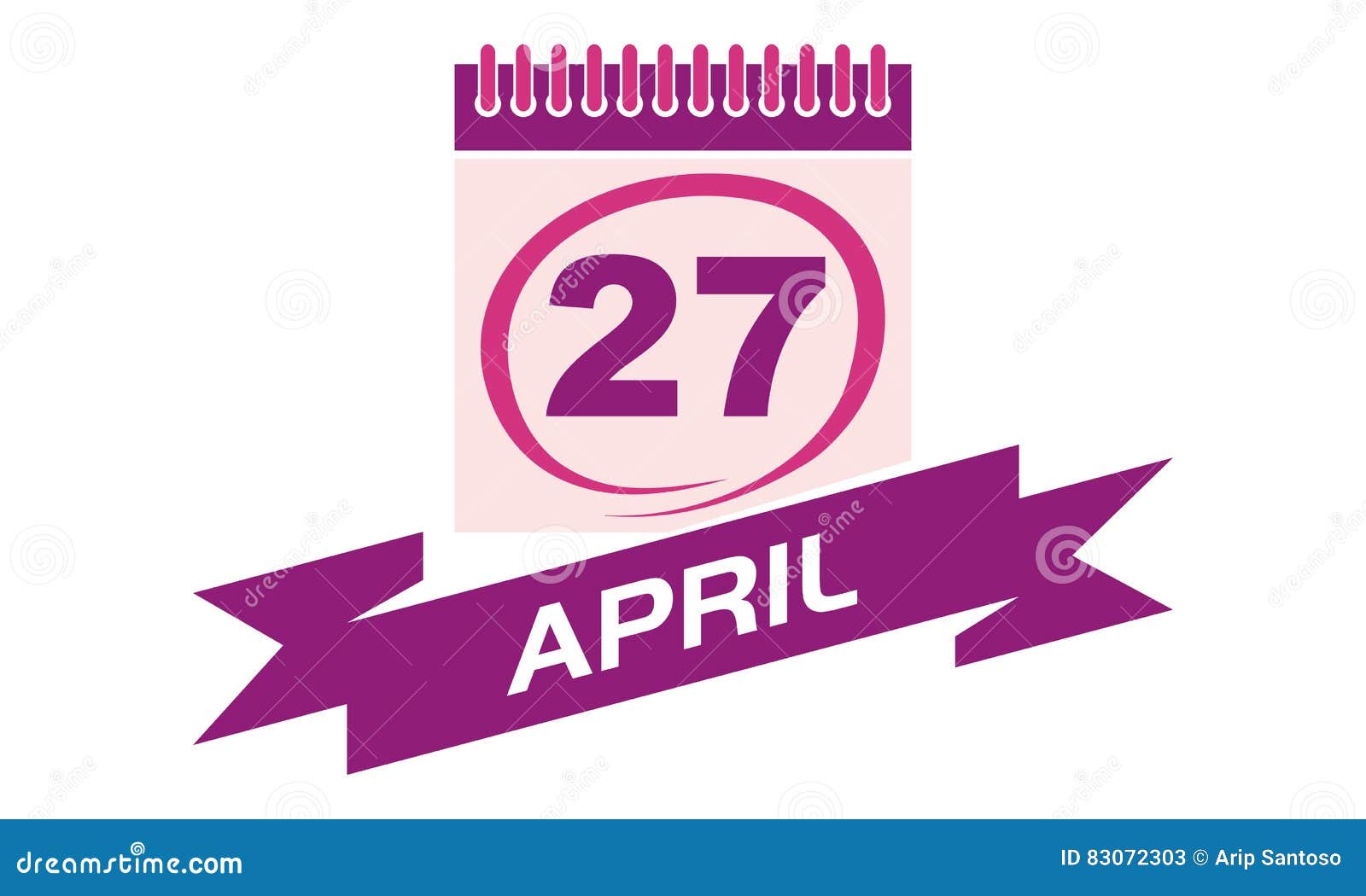 27 April Calendar with Ribbon Stock Illustration - Illustration of ...