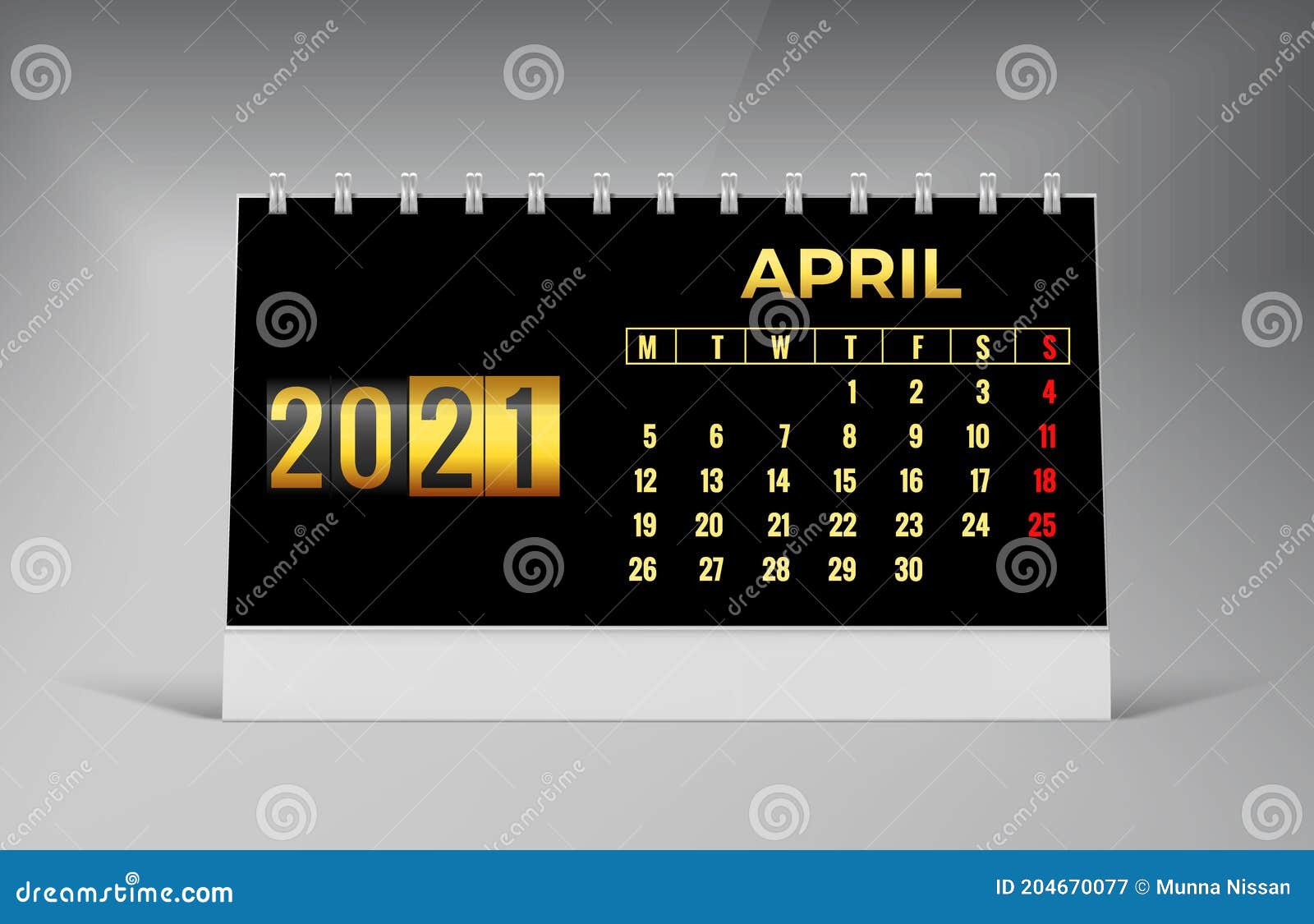 April 2021 Calendar. April 2021 Calendar Vector Illustration. Wall Desk ...