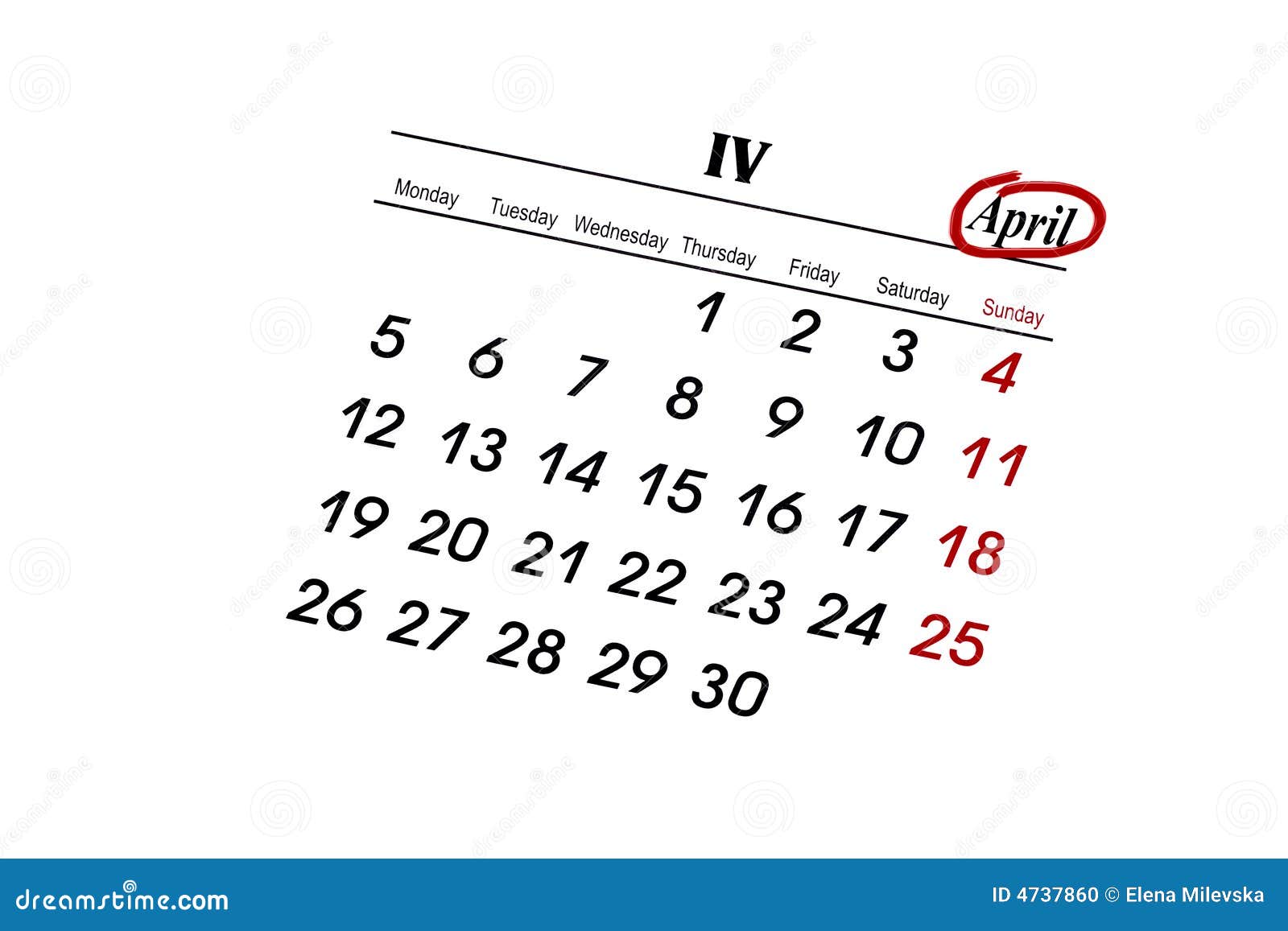 APRIL calender stock photo. Image of planner, monday, agenda - 4737860