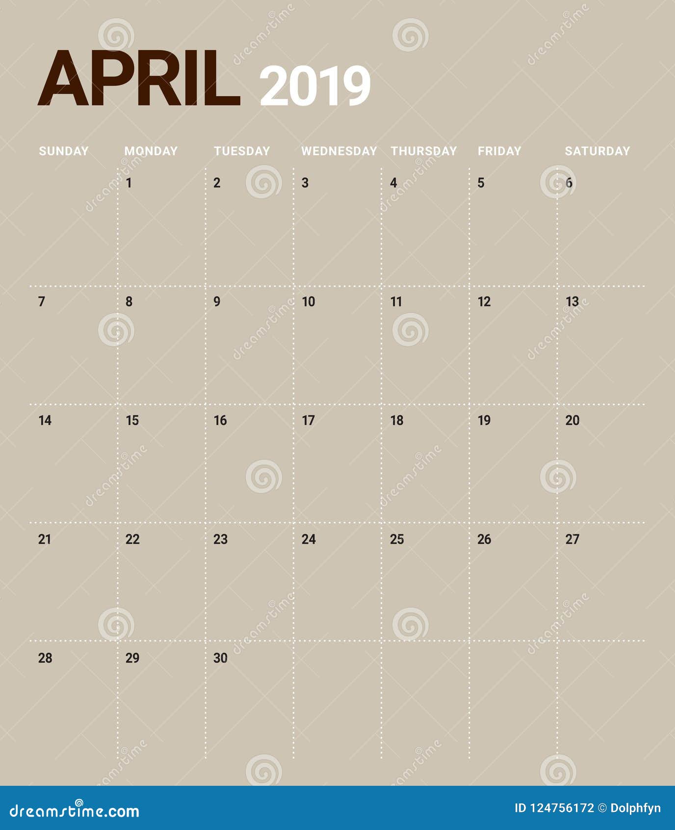 April 2019 Desk Calendar Vector Illustration Stock Vector ...
