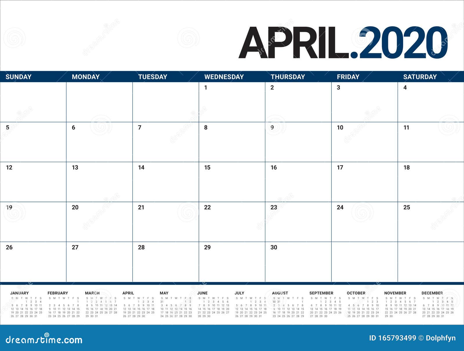 April 2020 Desk Calendar Vector Illustration Stock Vector ...