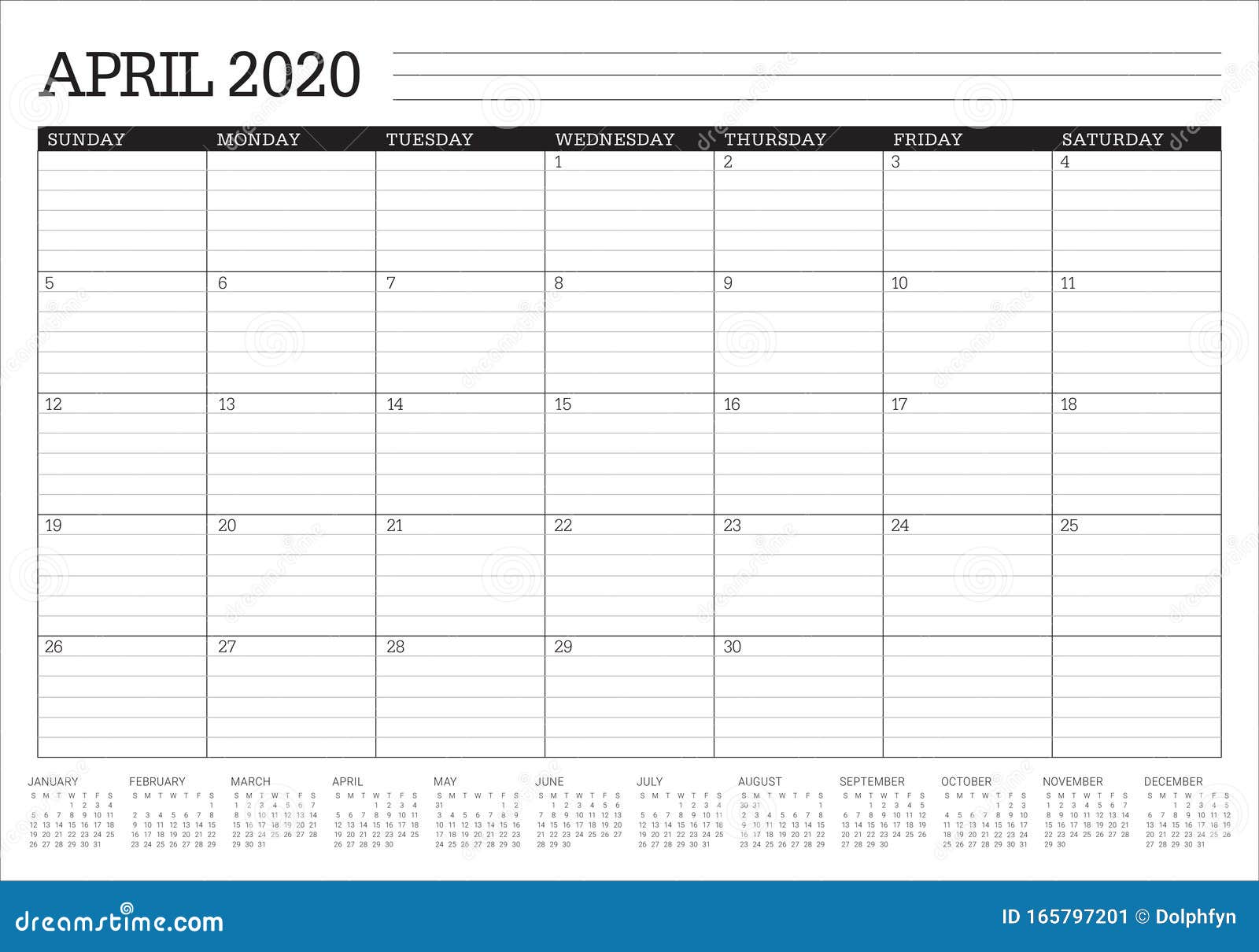 April 2020 Desk Calendar Vector Illustration Stock Vector ...