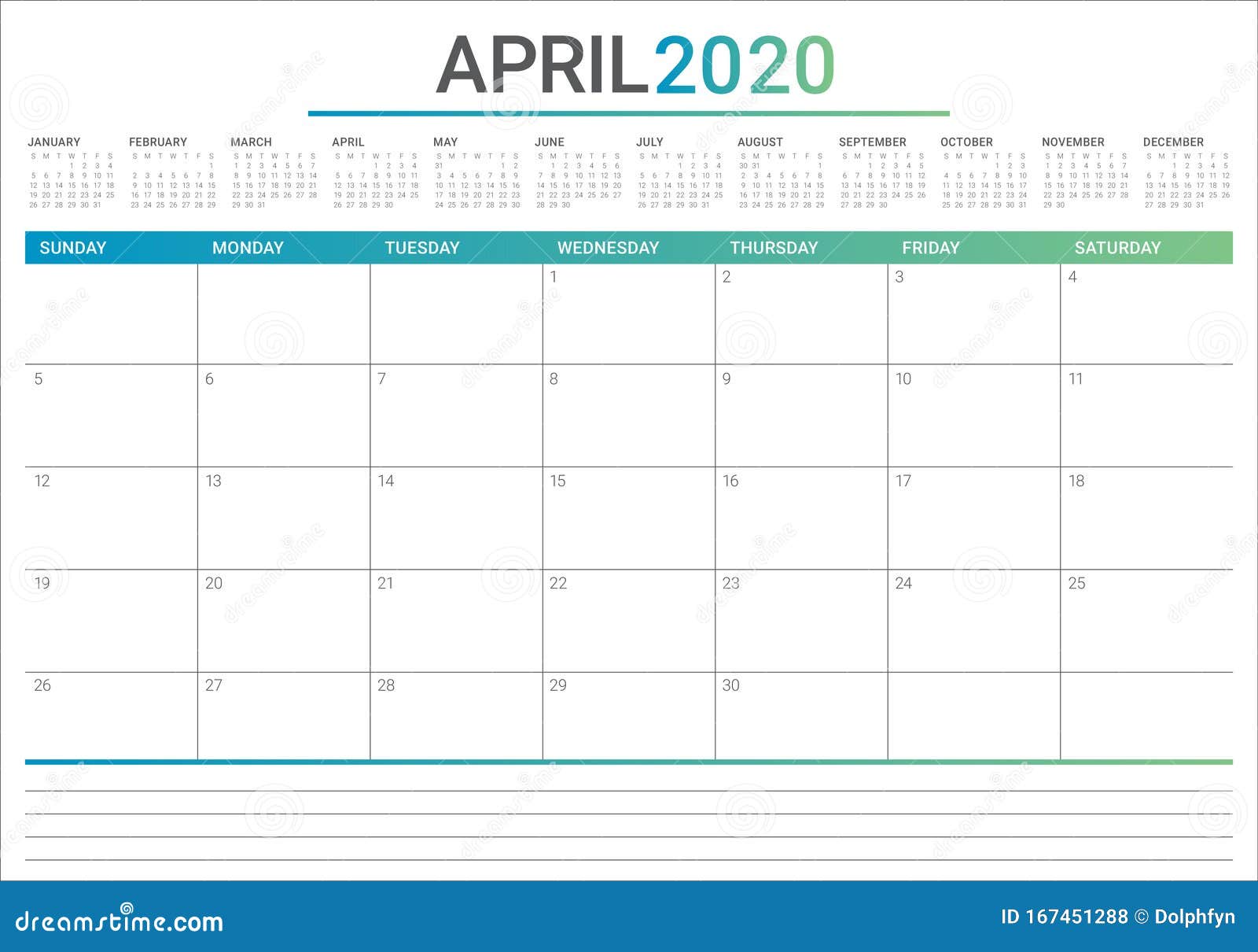 April 2020 Desk Calendar Vector Illustration Stock Vector ...