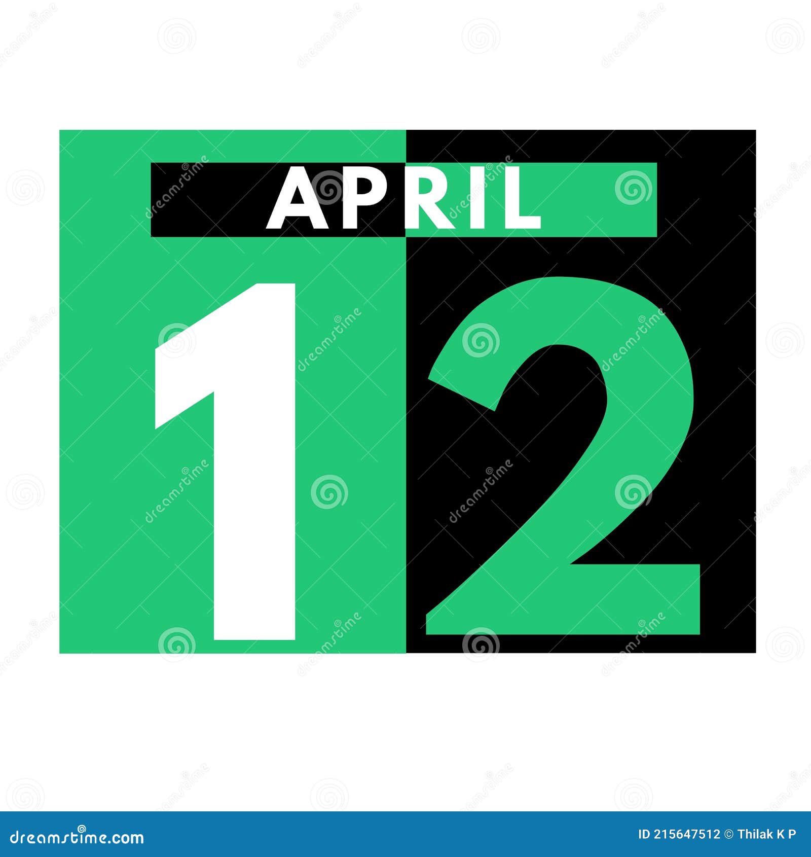 April 12 . Flat daily Calendar Icon .date ,day, Month Stock ...