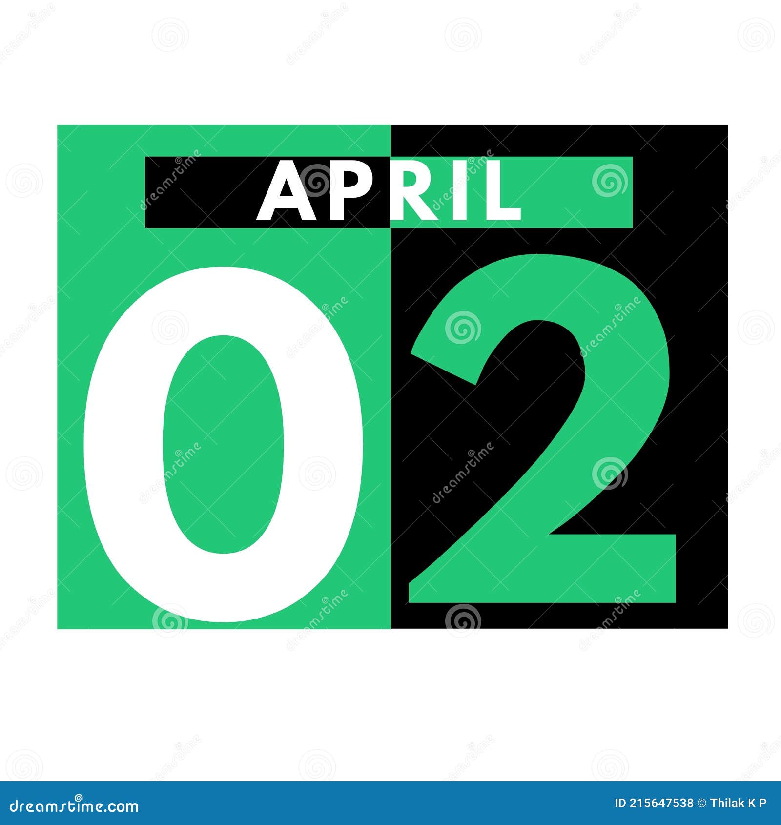 April 2 . Flat daily Calendar Icon .date ,day, Month Stock Illustration ...