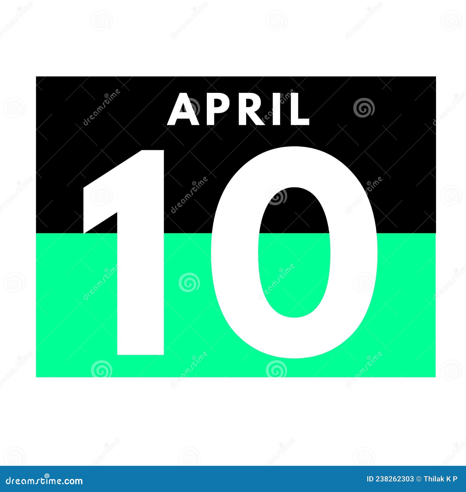 April 10 . Flat daily Calendar Icon .date ,day, Month Stock ...