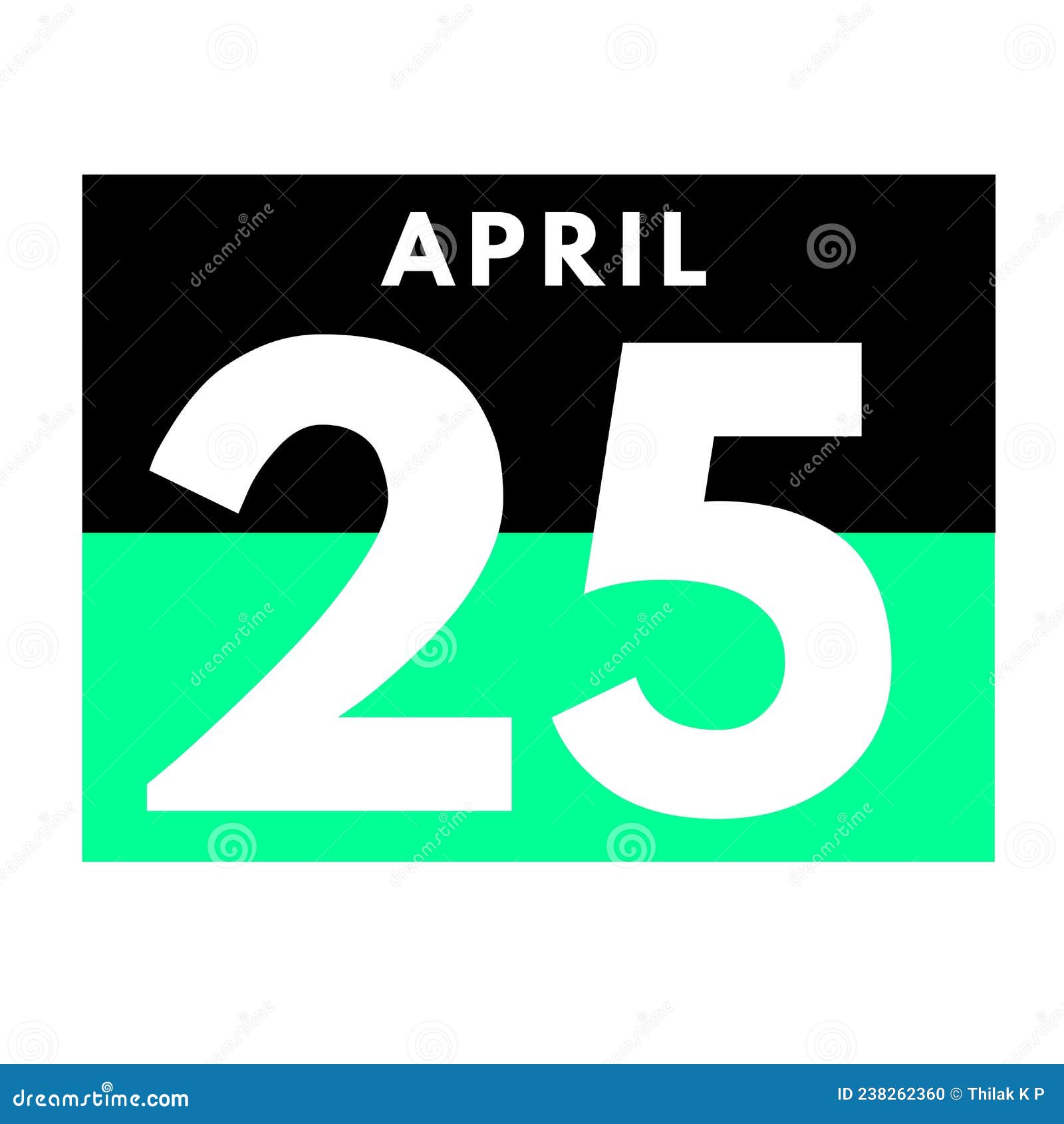 April 25 . Flat daily Calendar Icon .date ,day, Month Stock ...