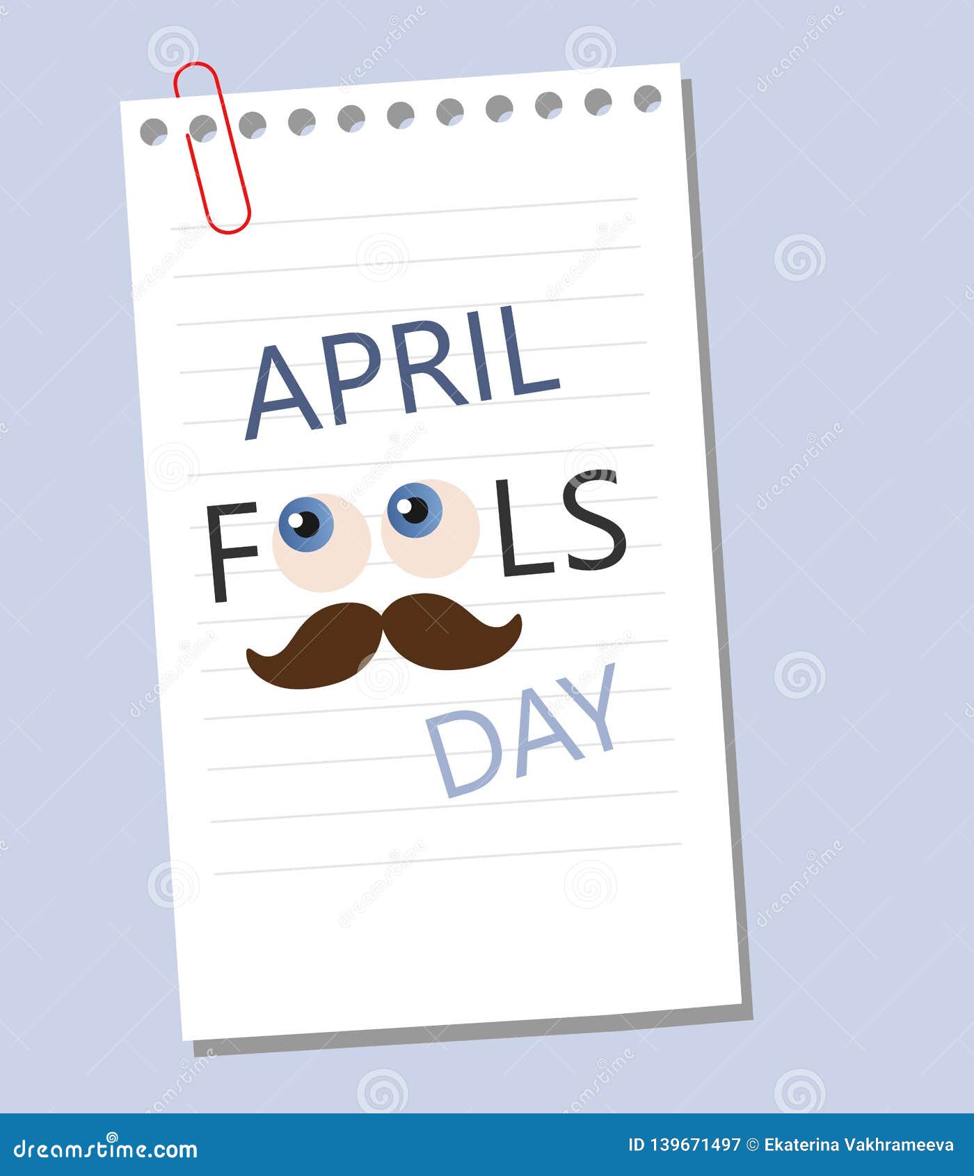 April Fool`s Day Poster on a Notebook with a Paper Clip Stock Vector ...