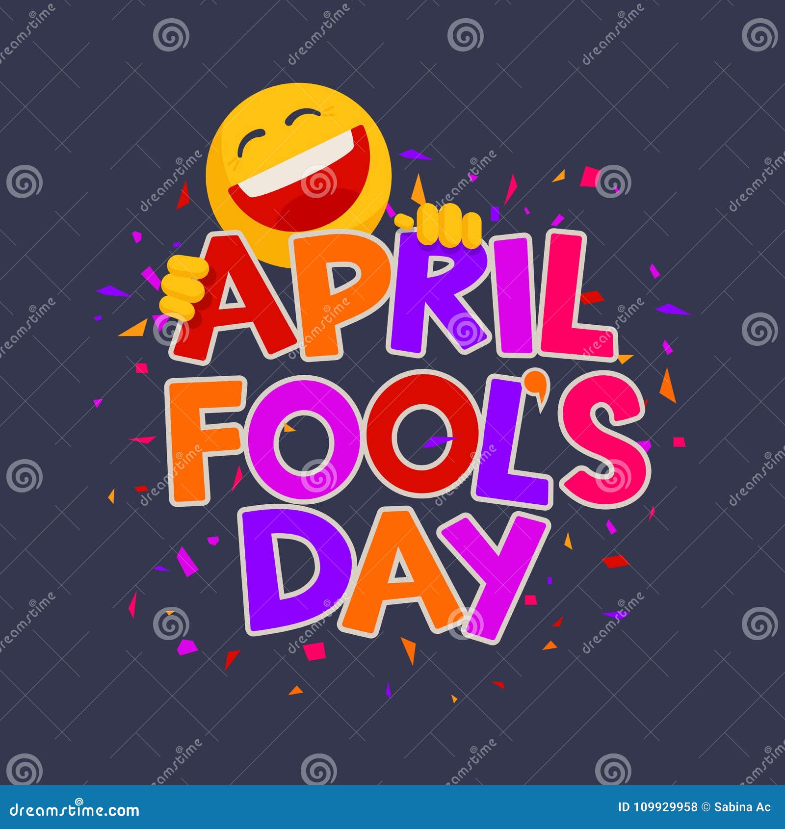 April Fools Day Design with Text and Laughing Smiley Stock Vector ...