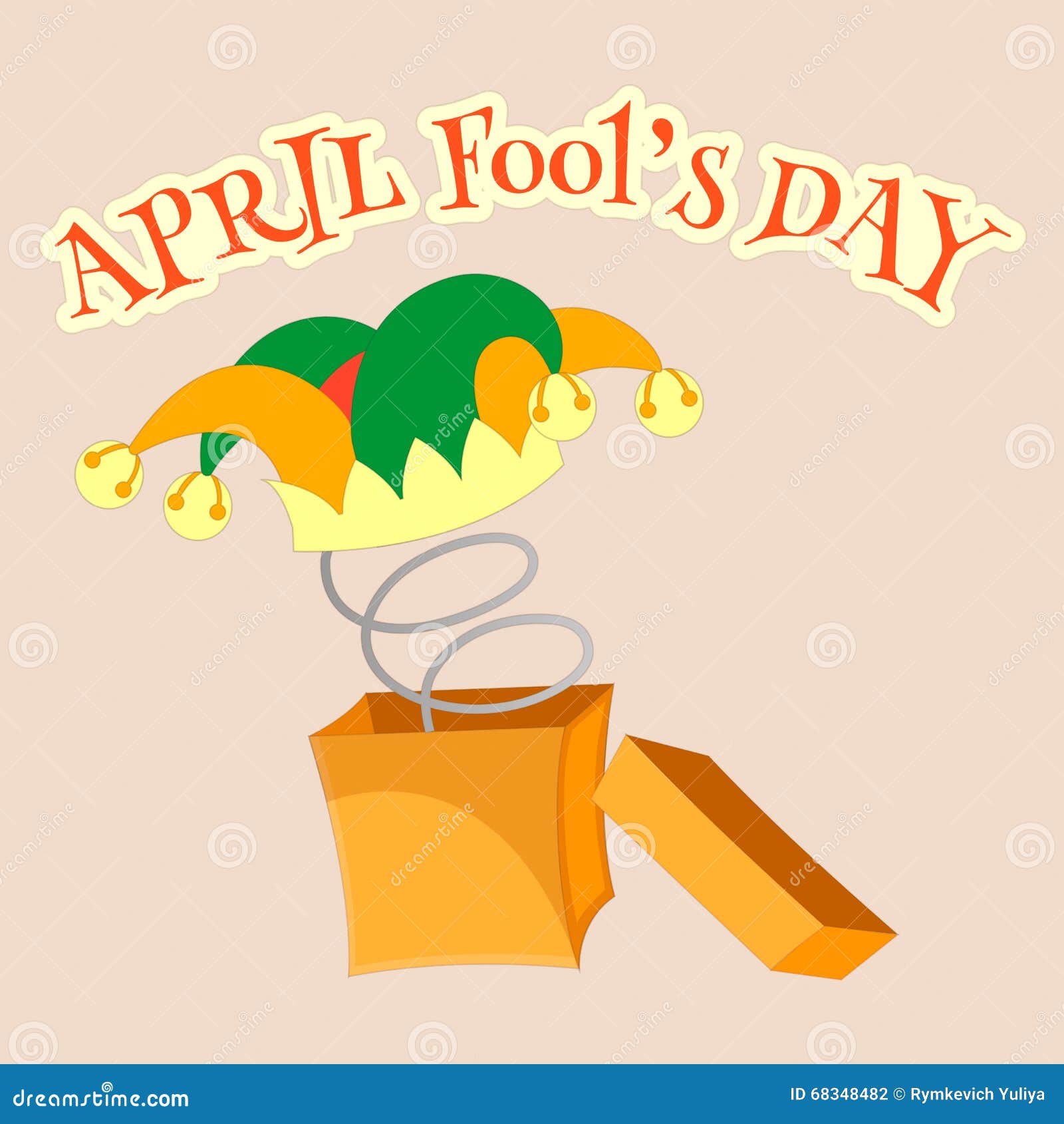 April Fools Day. Fool S Cap with Bells in a Box with a Spring Stock ...