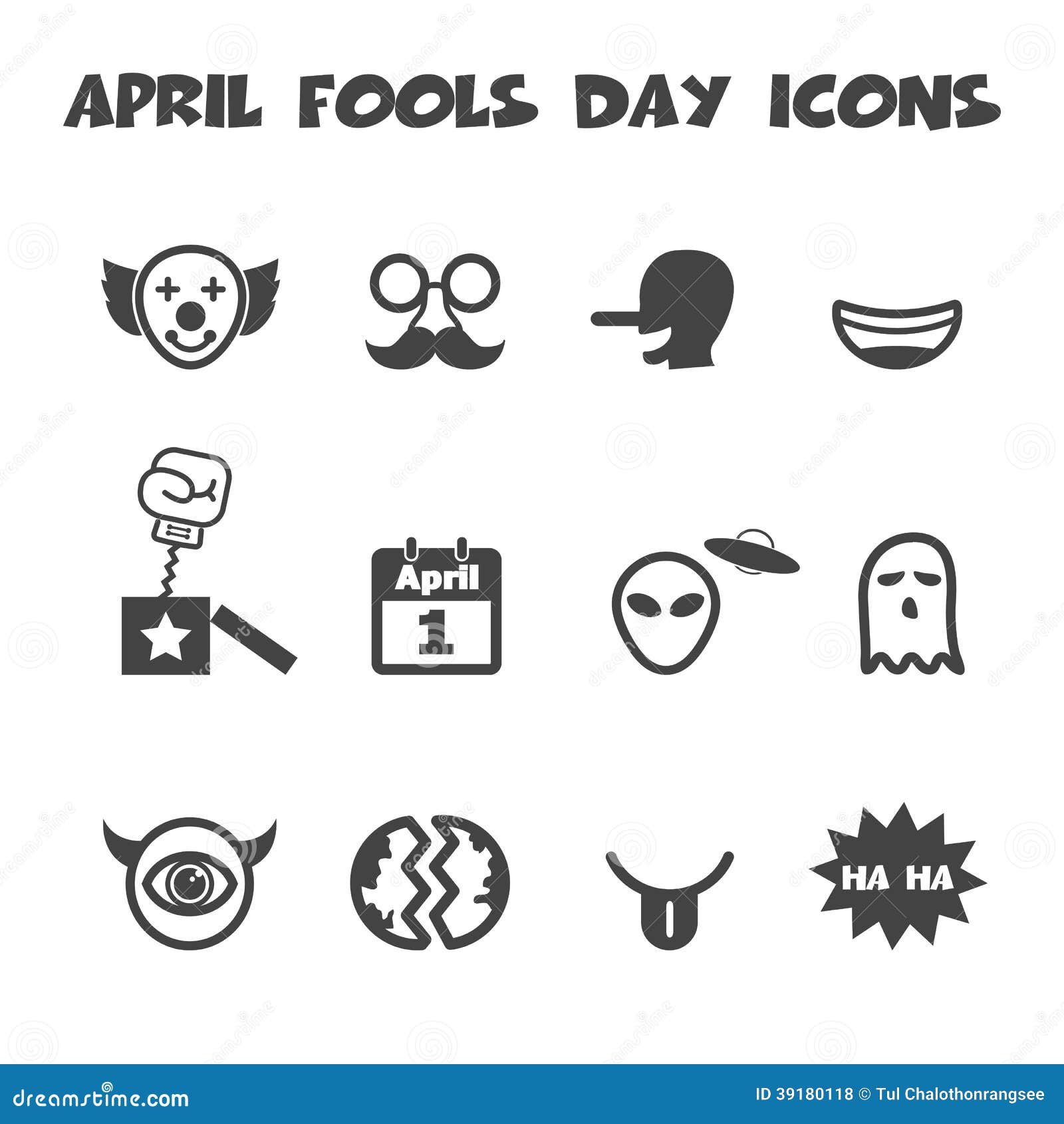 April fools day icons stock vector. Illustration of comedy - 39180118