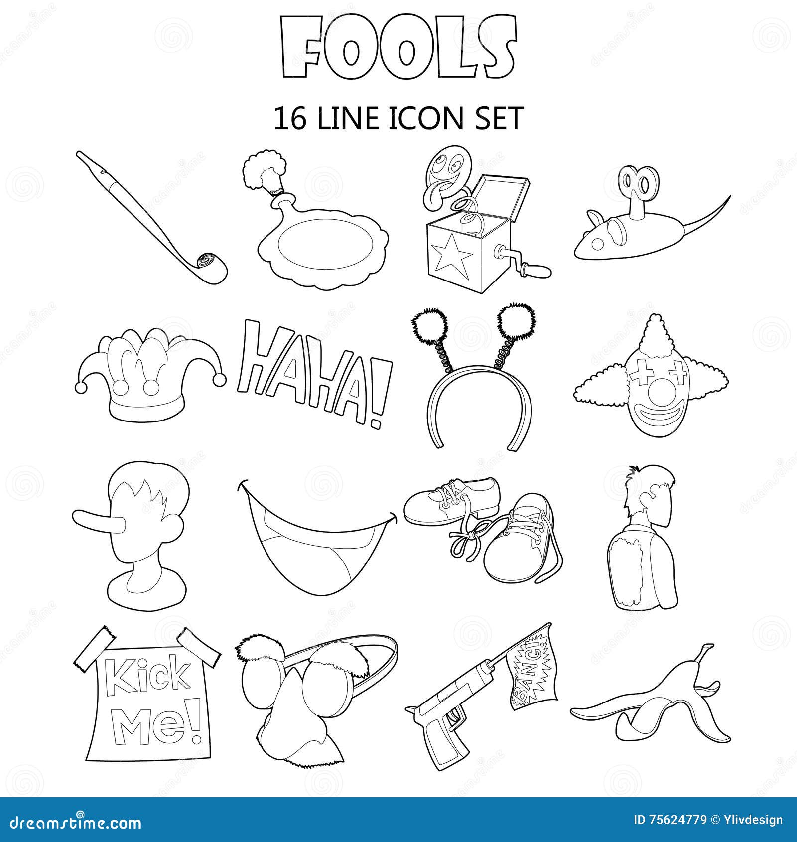 April Fools Day Icons Set, Cartoon Stock Vector - Illustration of ...