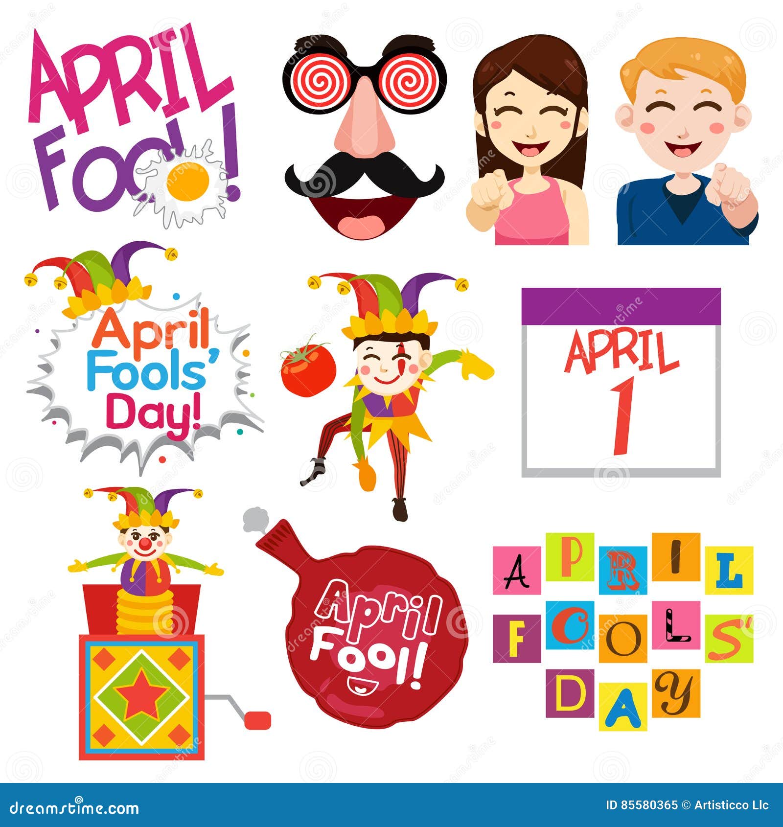 April Fools Day Illustrations Stock Vector - Illustration of clown ...