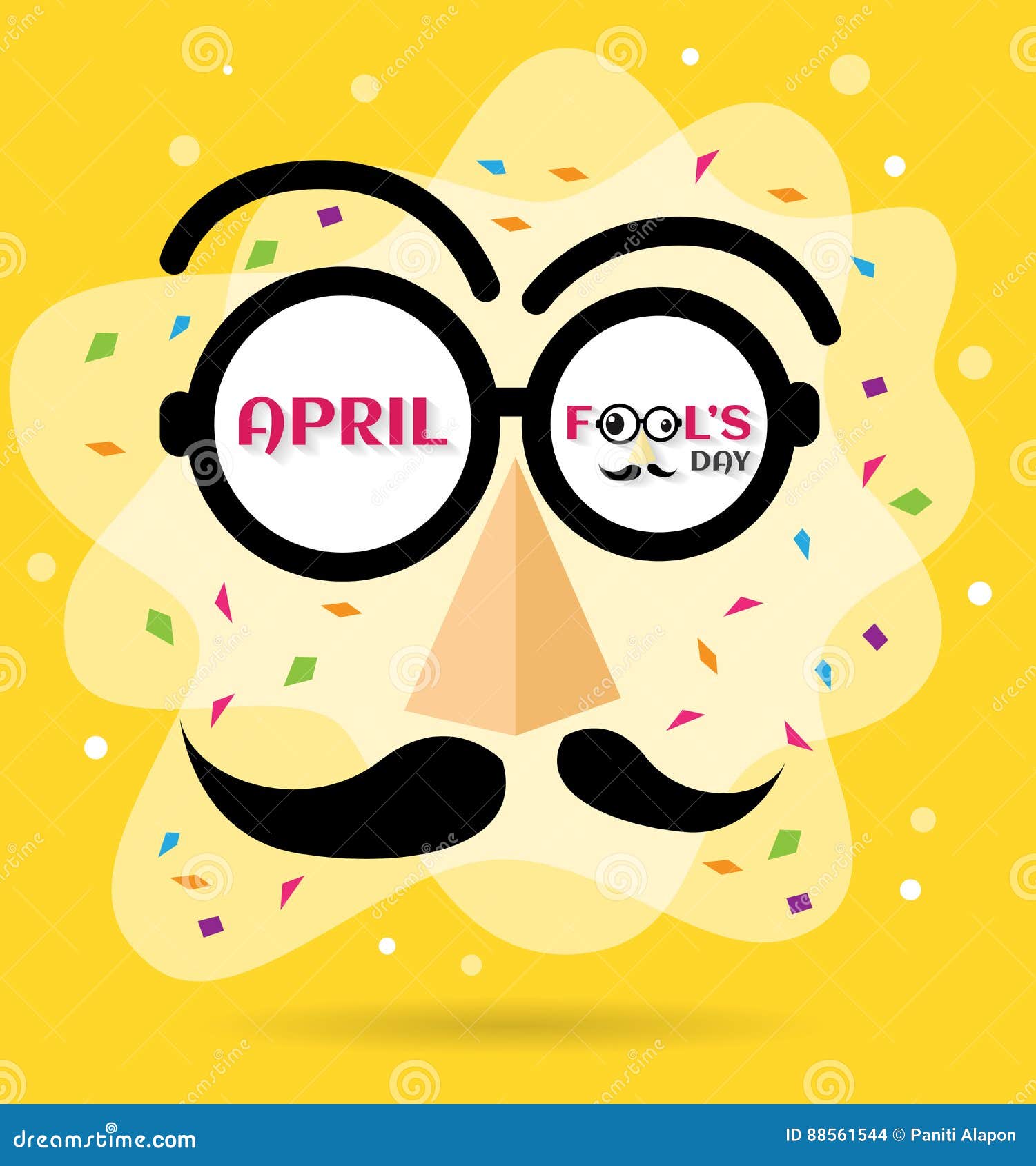 April Fools Day Text and Funny Glasses Stock Vector - Illustration of ...