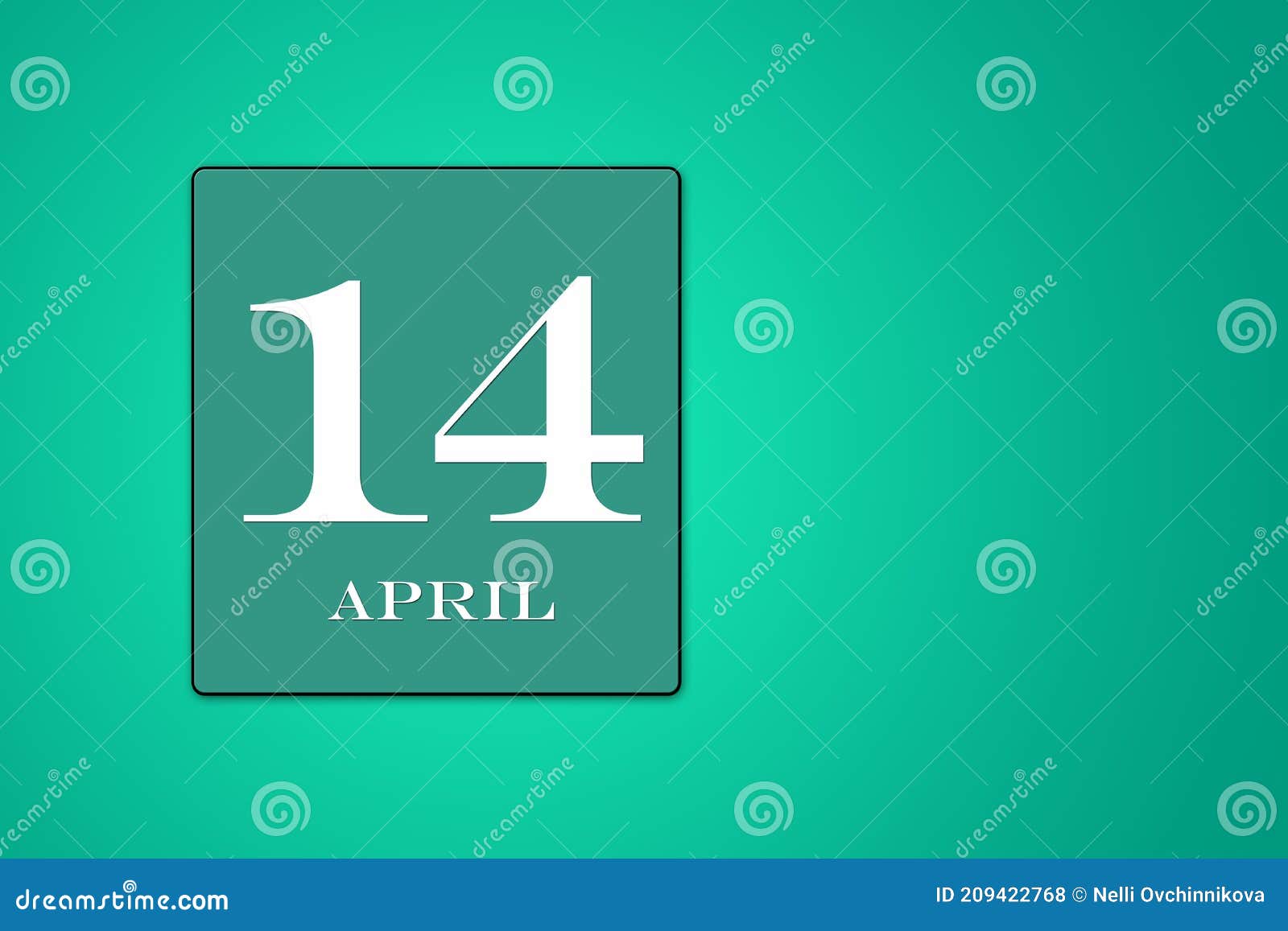 April 14 the Fourteenth Day of the Month Framed on a Turquoise ...