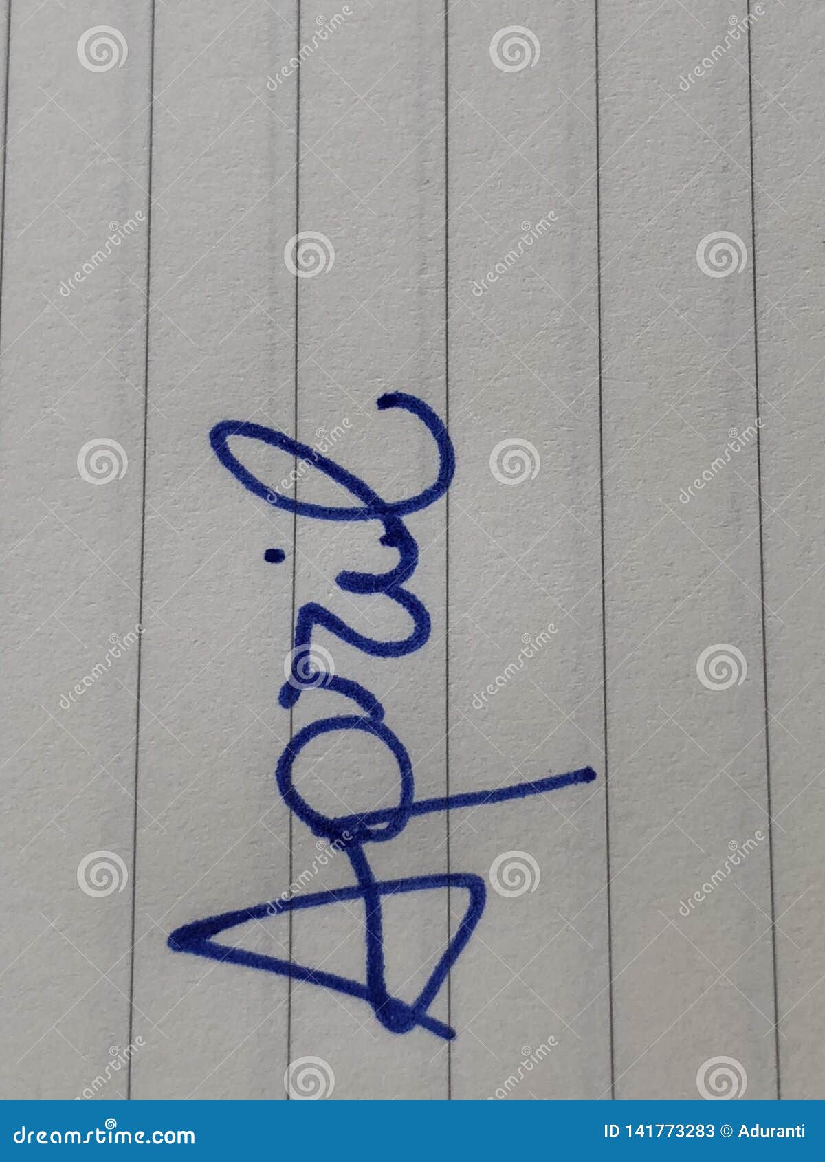 `April` Hand Writing on a Ruled Notebook Stock Image - Image of april ...