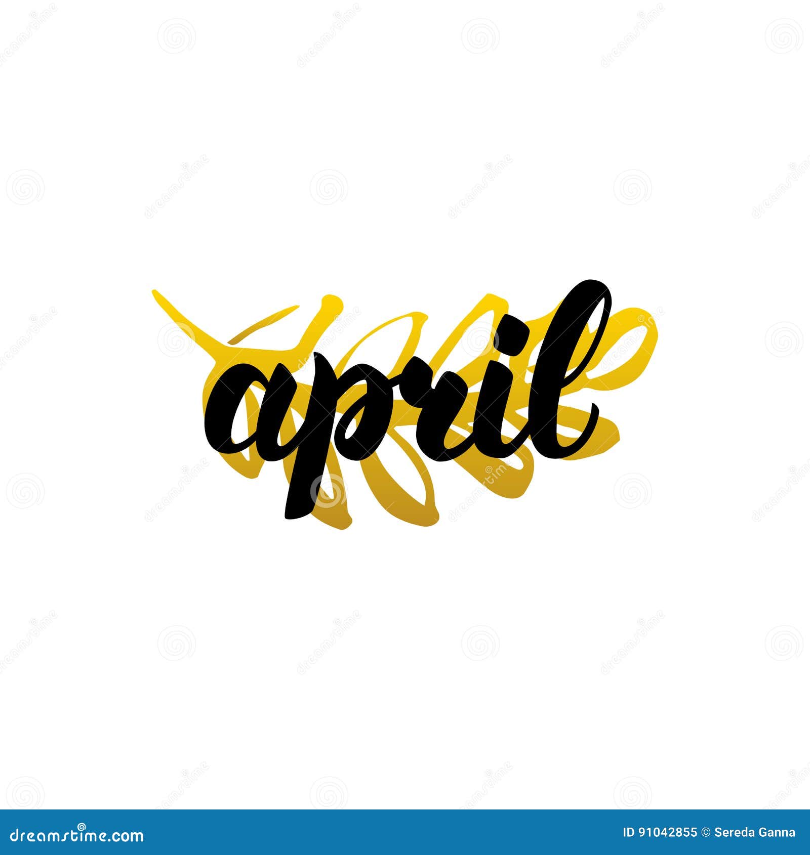 April Handwritten Lettering Stock Vector - Illustration of branch, leaf ...