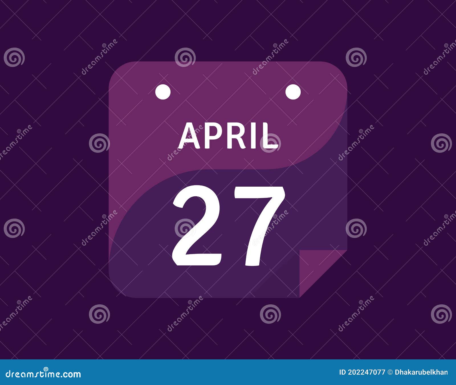 27 April, April 27 Icon Single Day Calendar Vector Illustration Stock ...