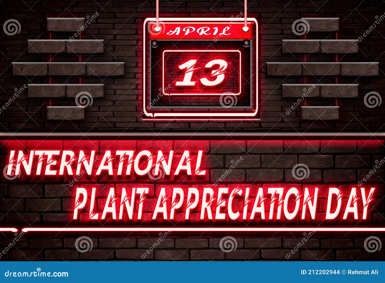 13 April International Plant Appreciation Day Neon Text Effect On