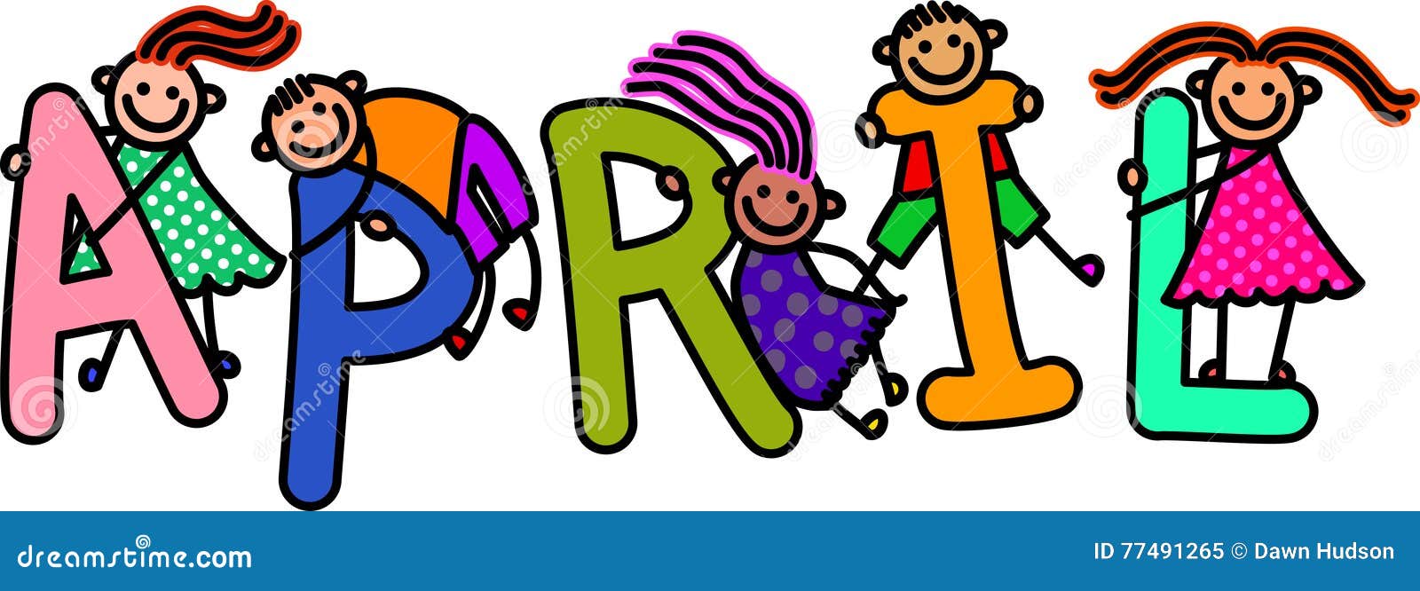 April Kids stock de ilustración. Ilustración de lindo - 77491265