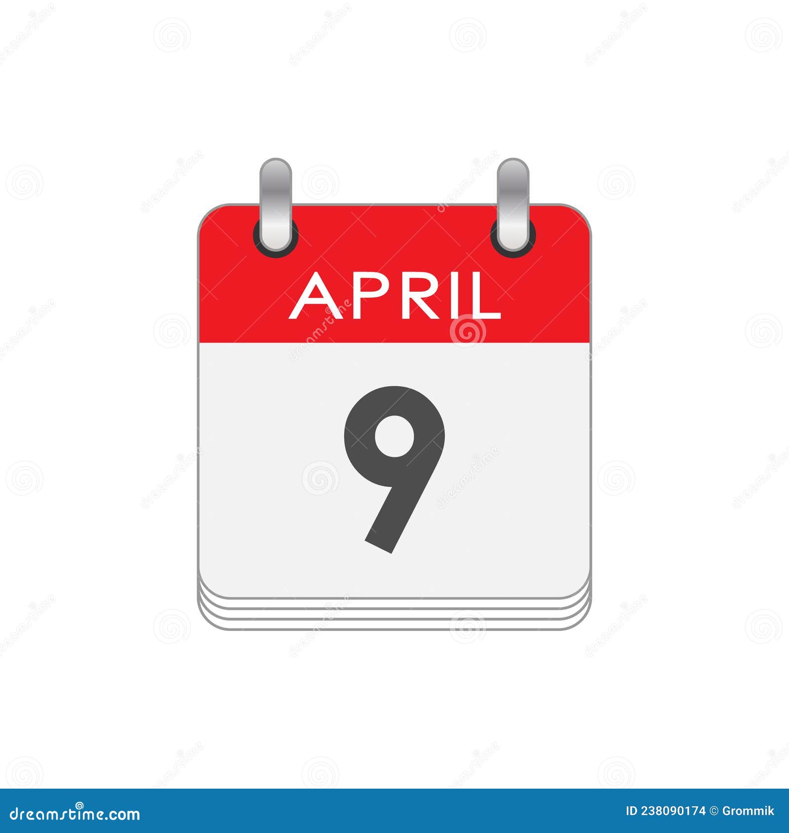 April 9. a Leaf of the Flip Calendar with the Date of April 9 Stock ...
