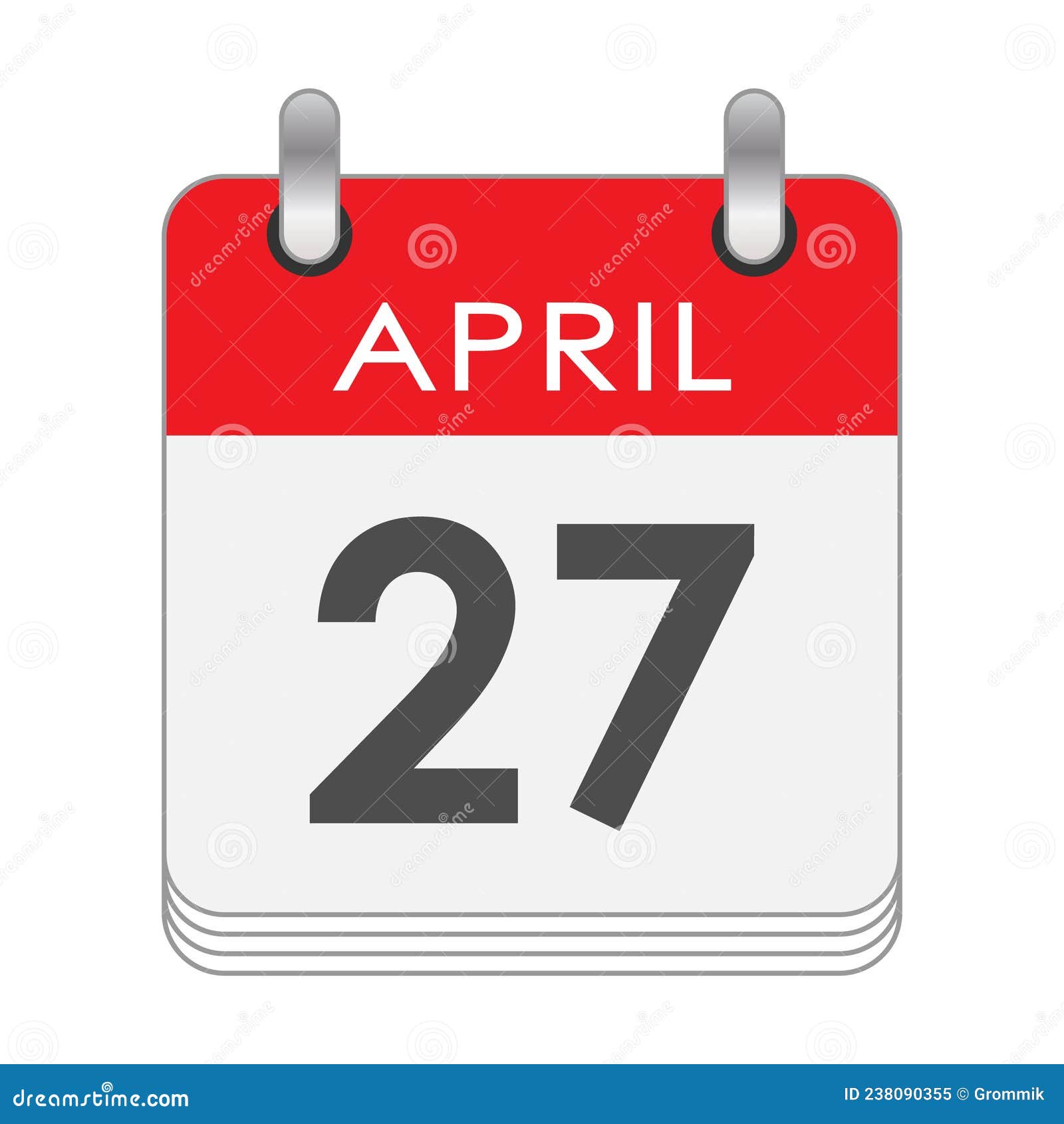 April 27. a Leaf of the Flip Calendar with the Date of April 27 Stock ...