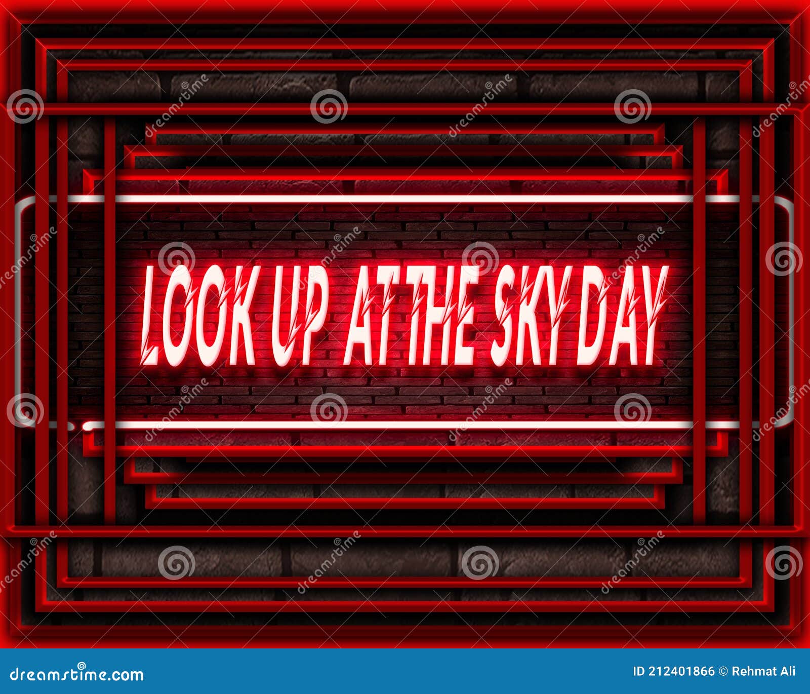 14 April Look Up At The Sky Day Neon Text Effect On Bricks Background