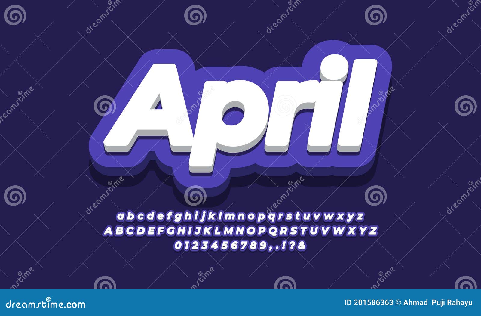 April Month Text 3d Purple Design Stock Vector - Illustration of time ...