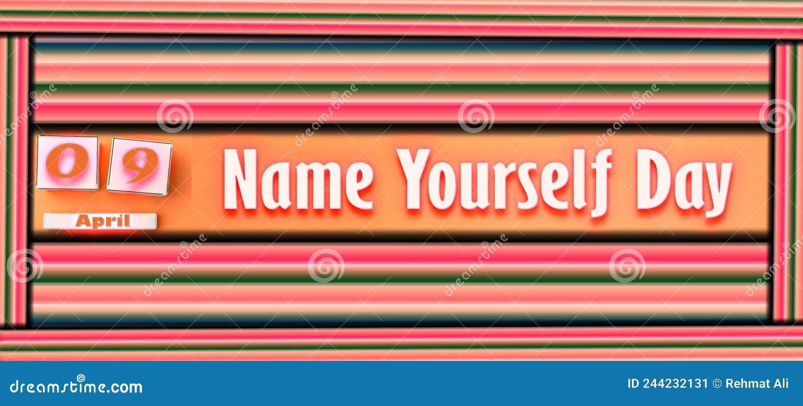 09 April, Name Yourself Day, Neon Text Effect on Background Stock ...