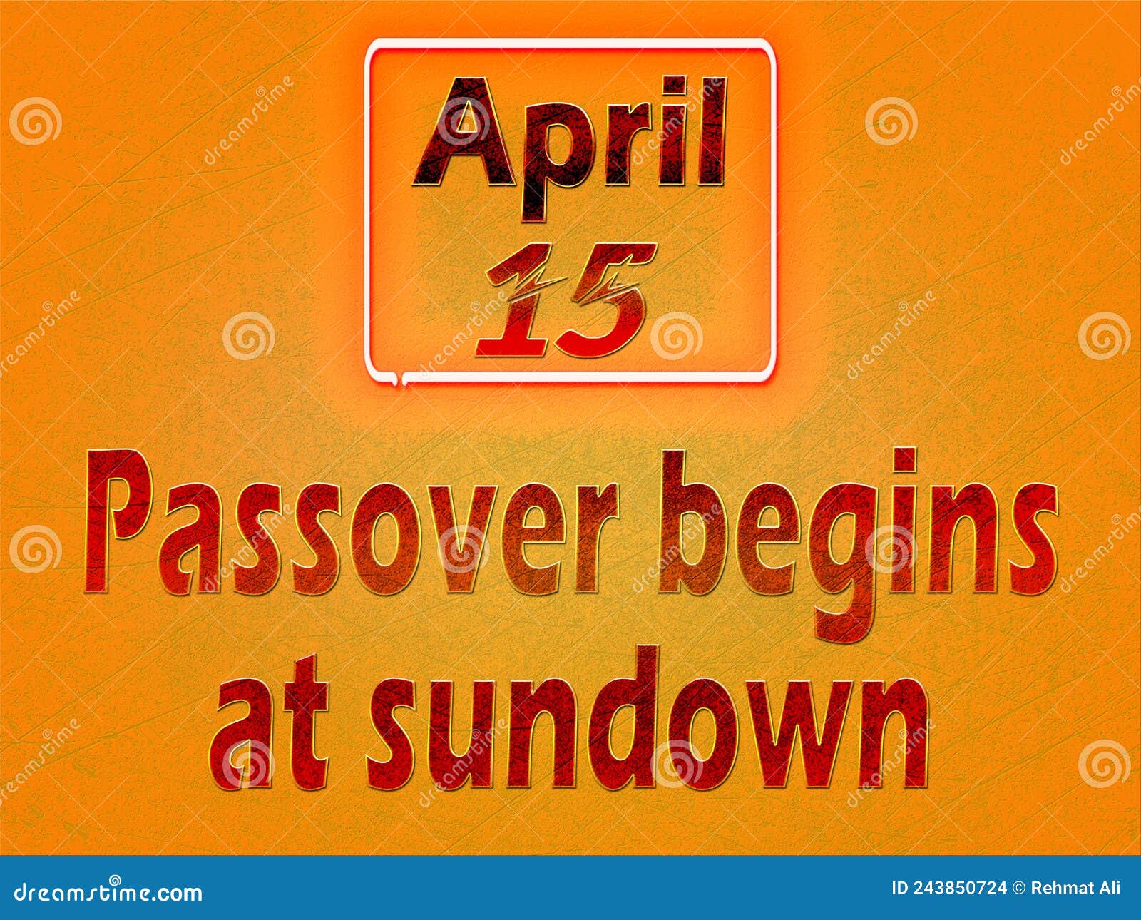 15 April, Passover Begins at Sundown, Text Effect on Orange Background ...