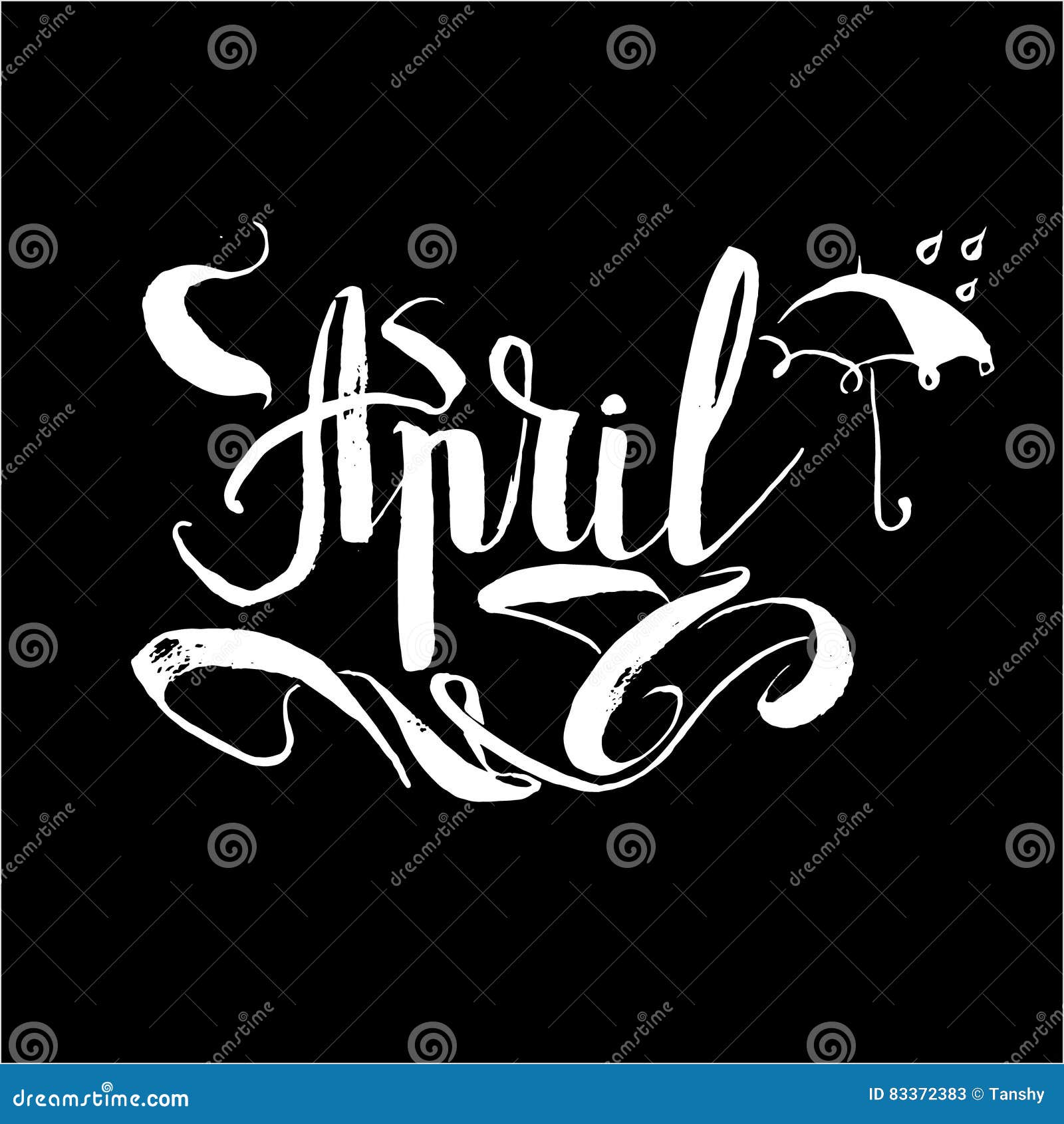 April Rain Rain Umbrella Vector Lettering Stock Vector - Illustration ...