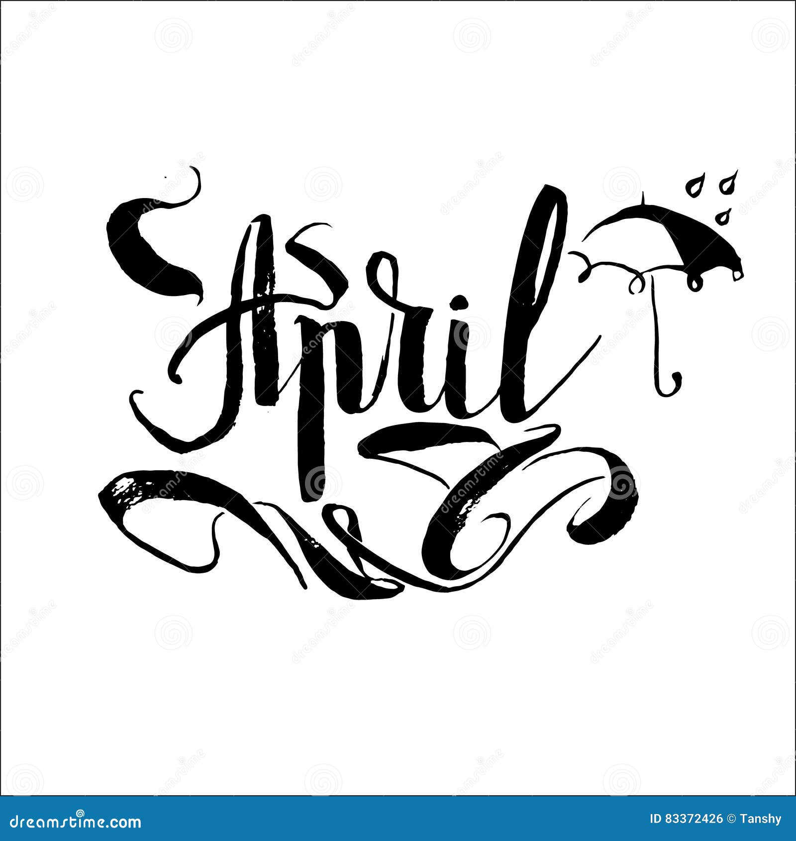 April, Rain Umbrella Vector Lettering Stock Vector - Illustration of ...