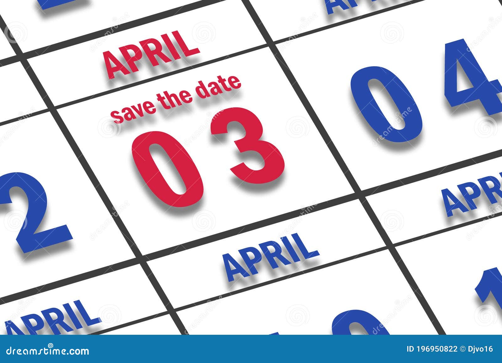 April 3rd. Day 3 of Month, Date Marked Save the Date on a Calendar ...