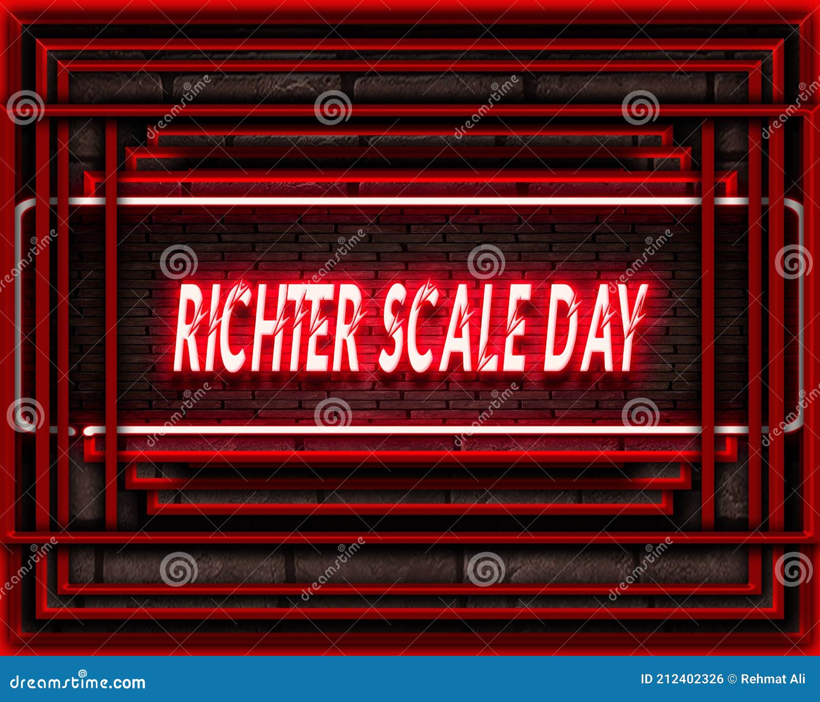 26 April, Richter Scale Day, Neon Text Effect on Bricks Background ...