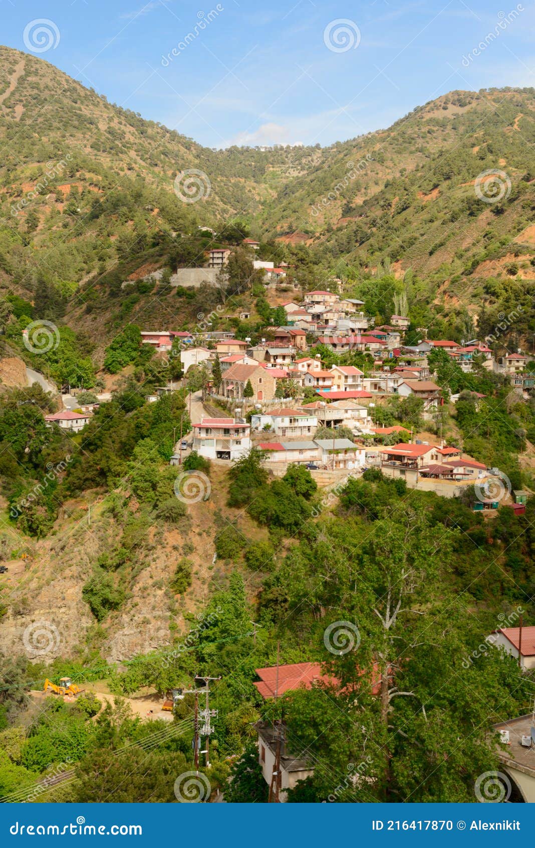 Rural Settlement On A Mountainside With Forest. Stock Photo ...