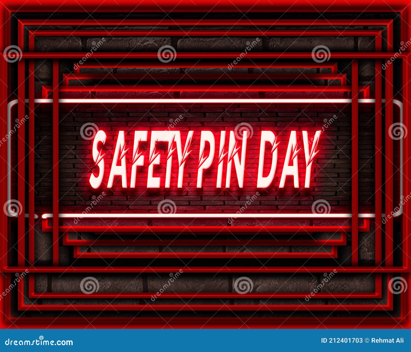 10 April, Safety Pin Day, Neon Text Effect on Bricks Background Stock ...
