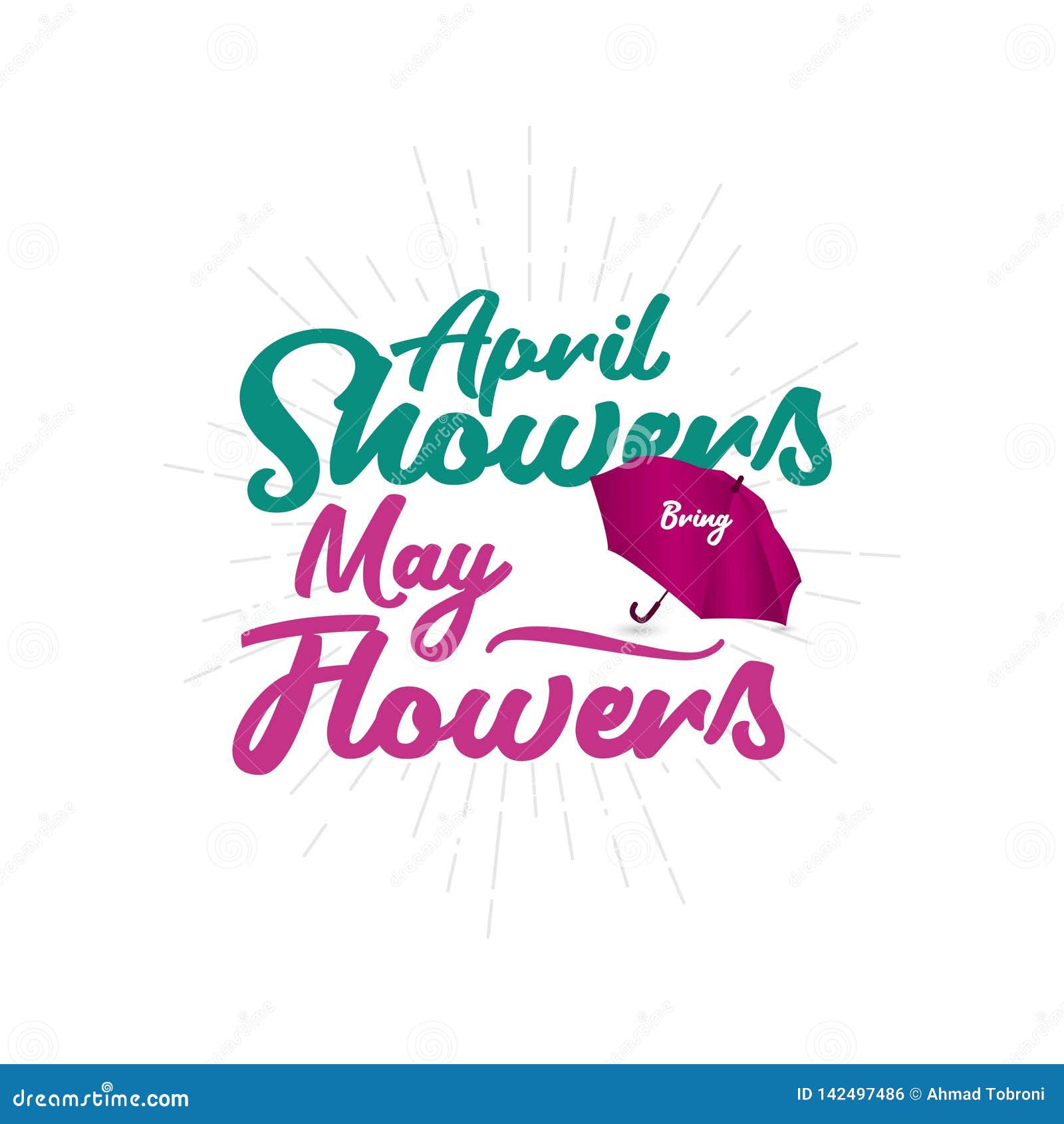 April Showers May Flowers Vector Template Design Illustration Stock