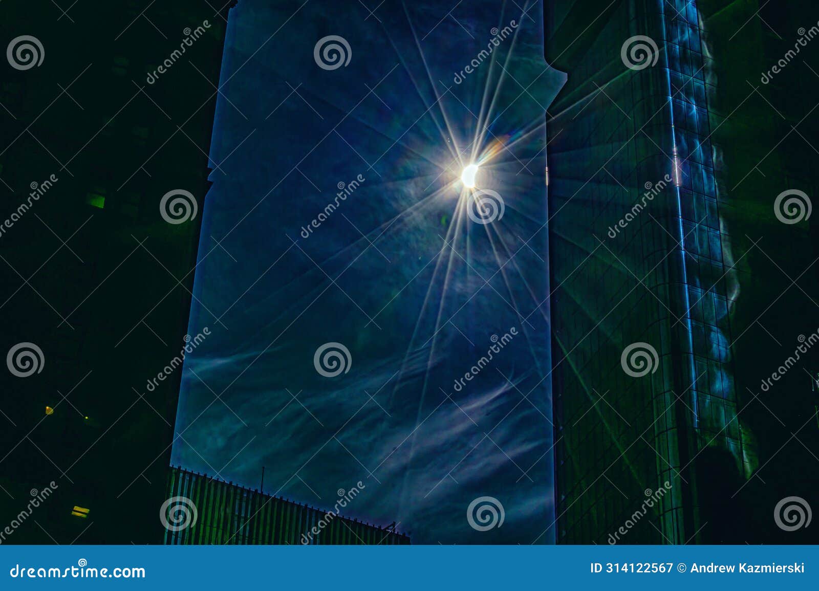 Skycraper Eclipse stock image. Image of flare, lens - 314122567