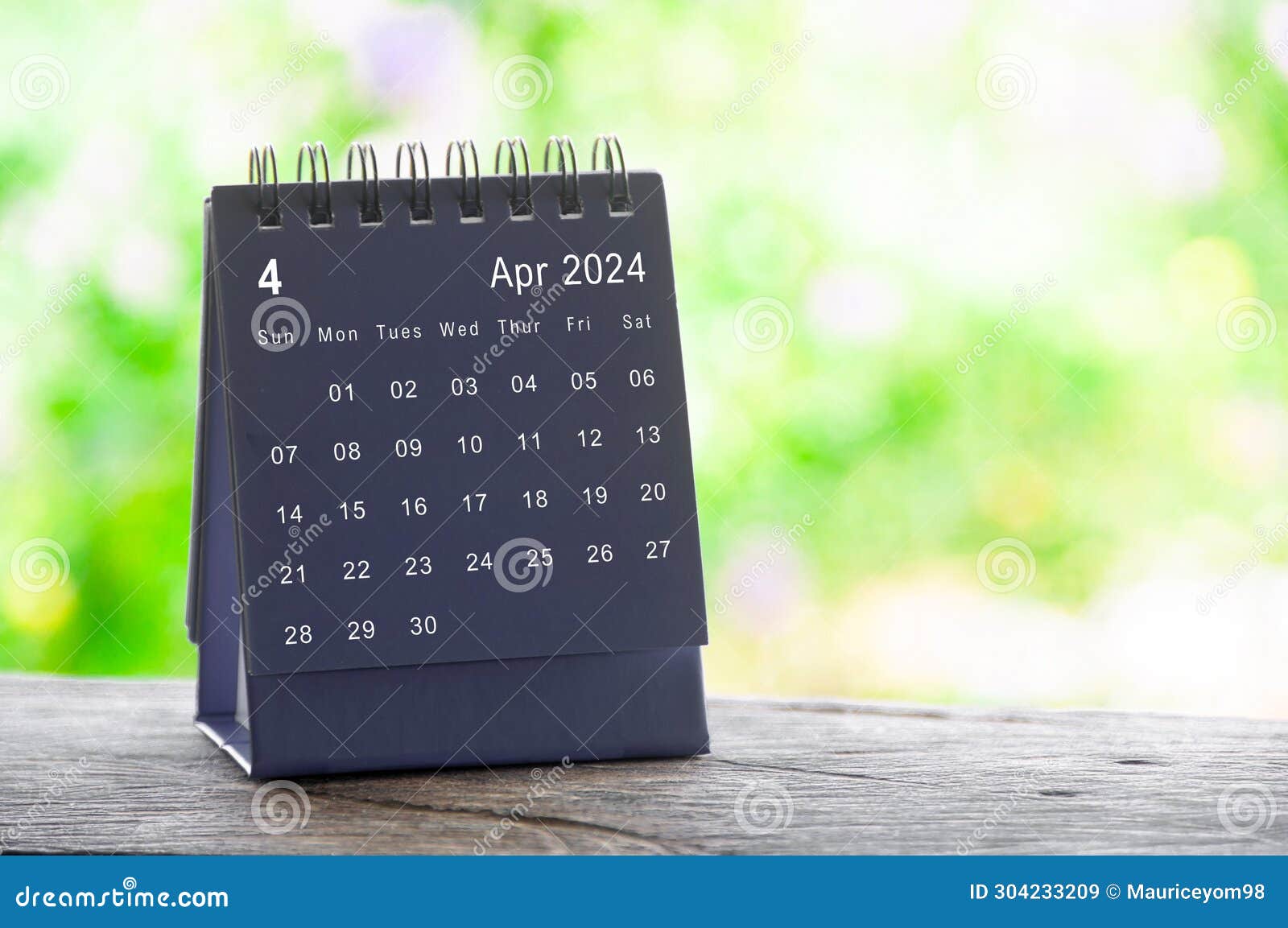 April 2024 Table Calendar with Nature Background. Calendar Concept ...