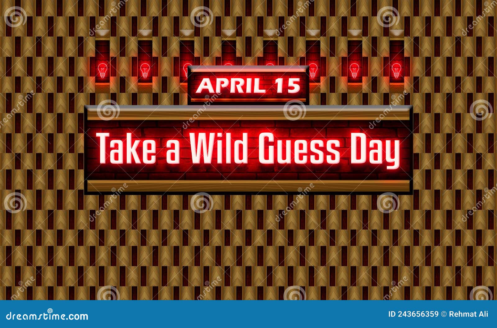 15 April, Take a Wild Guess Day, Neon Text Effect on Bricks Background ...
