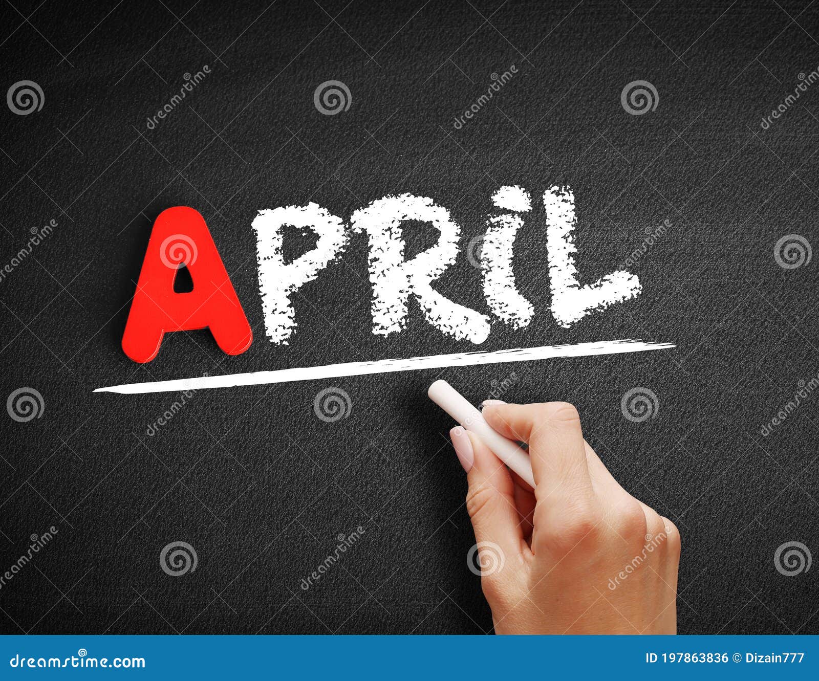 April text on blackboard stock photo. Image of spring - 197863836