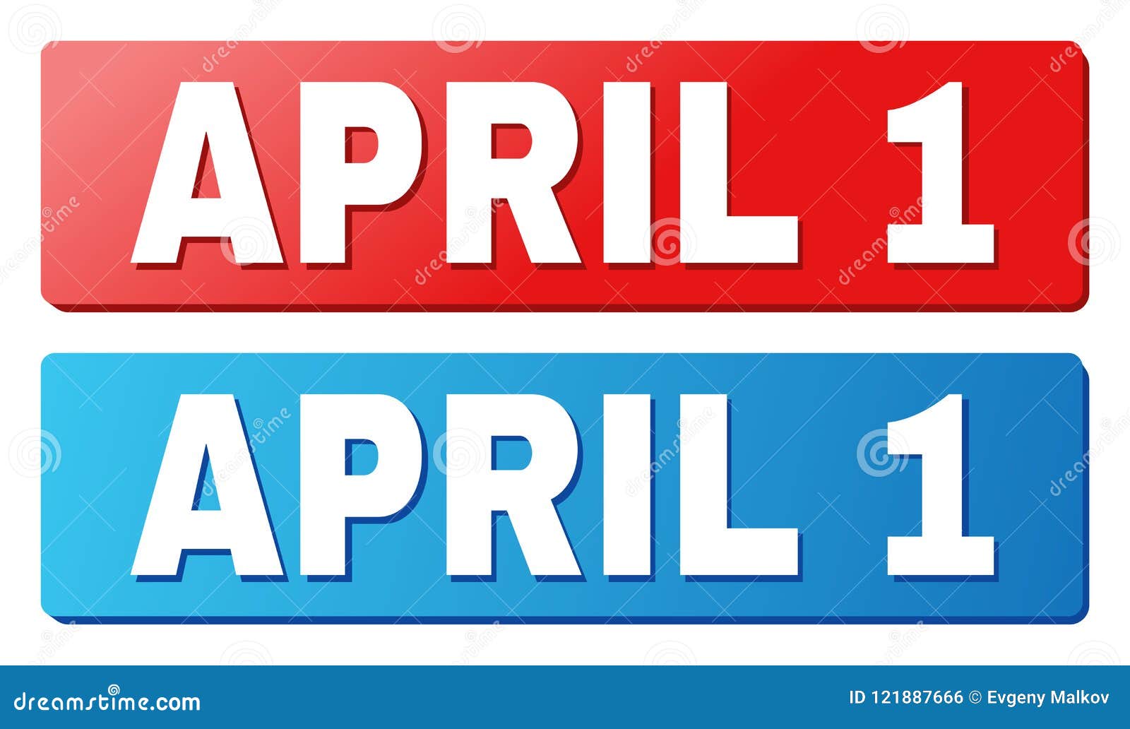 APRIL 1 Text on Blue and Red Rectangle Buttons Stock Vector ...