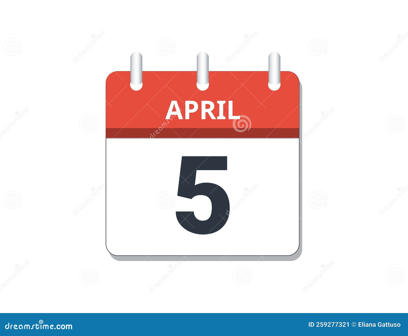 April 5th Calendar Icon Vector. Concept of Schedule, Business and Tasks ...
