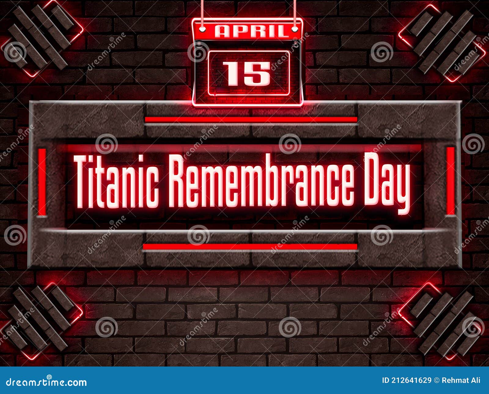 15 April, Titanic Remembrance Day, Neon Text Effect on Bricks ...