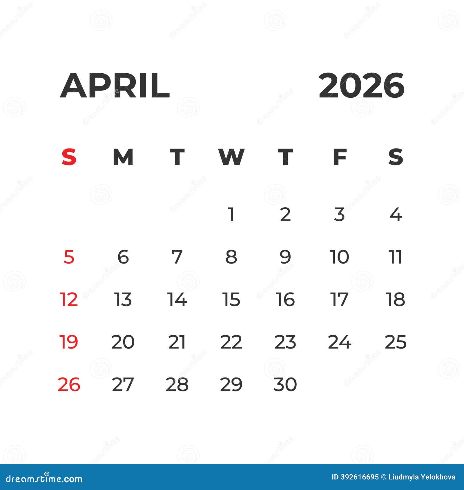 April 2026 Template, Calendar 2026 Design, Desk Calendar 2026 Template ...