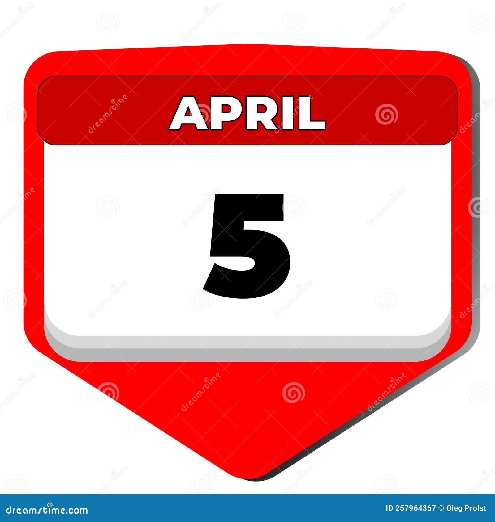 5 April Vector Icon Calendar Day. 5 Date of April. Fifth Day of April ...