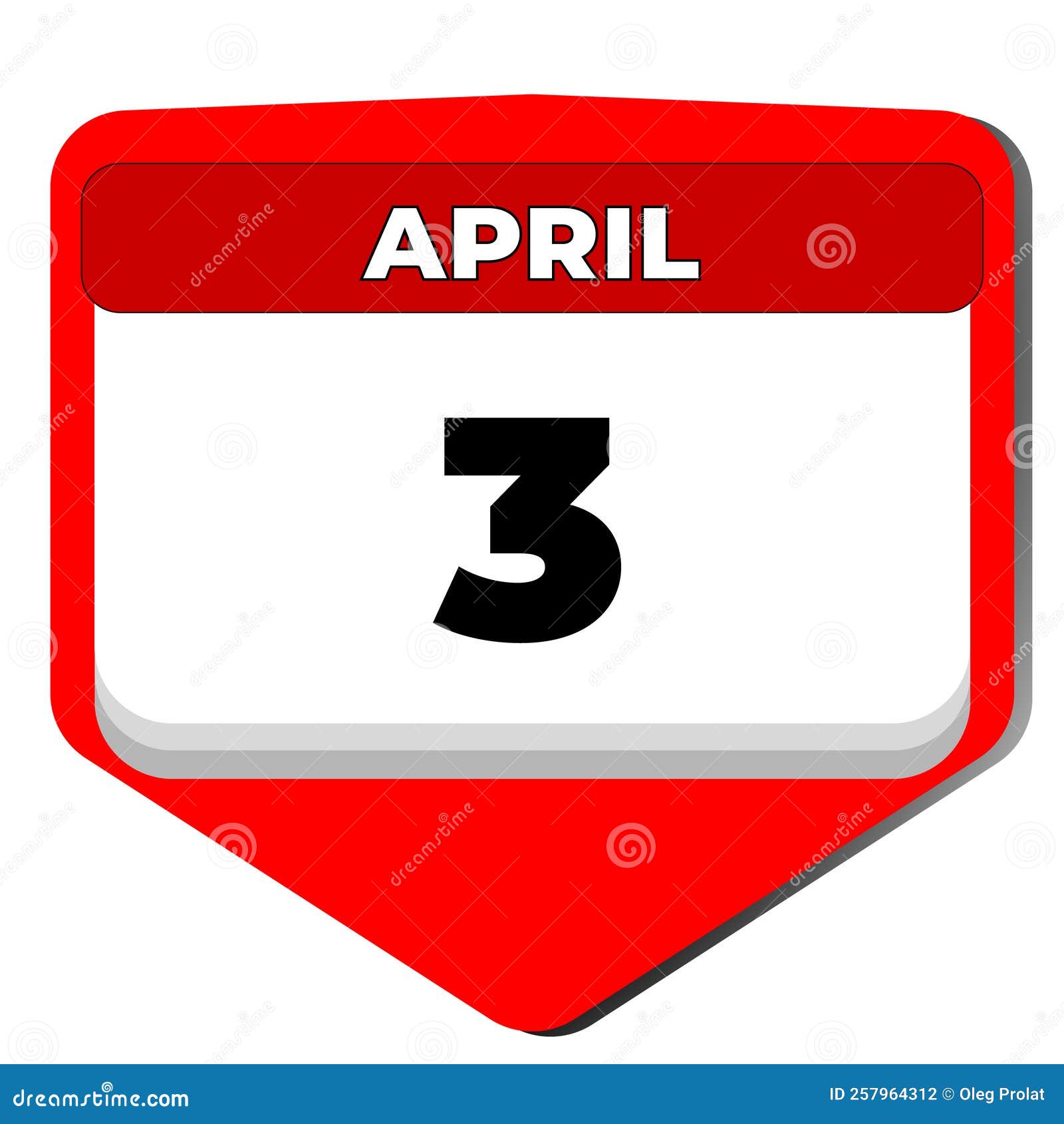 3 April Vector Icon Calendar Day. 3 Date of April. Third Day of April ...