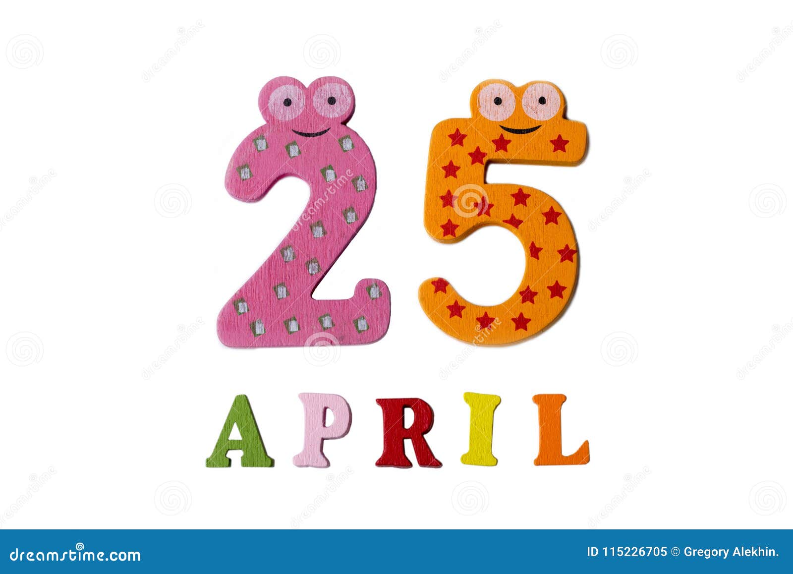 April 25 on a White Background of Numbers and Letters. Stock Image ...