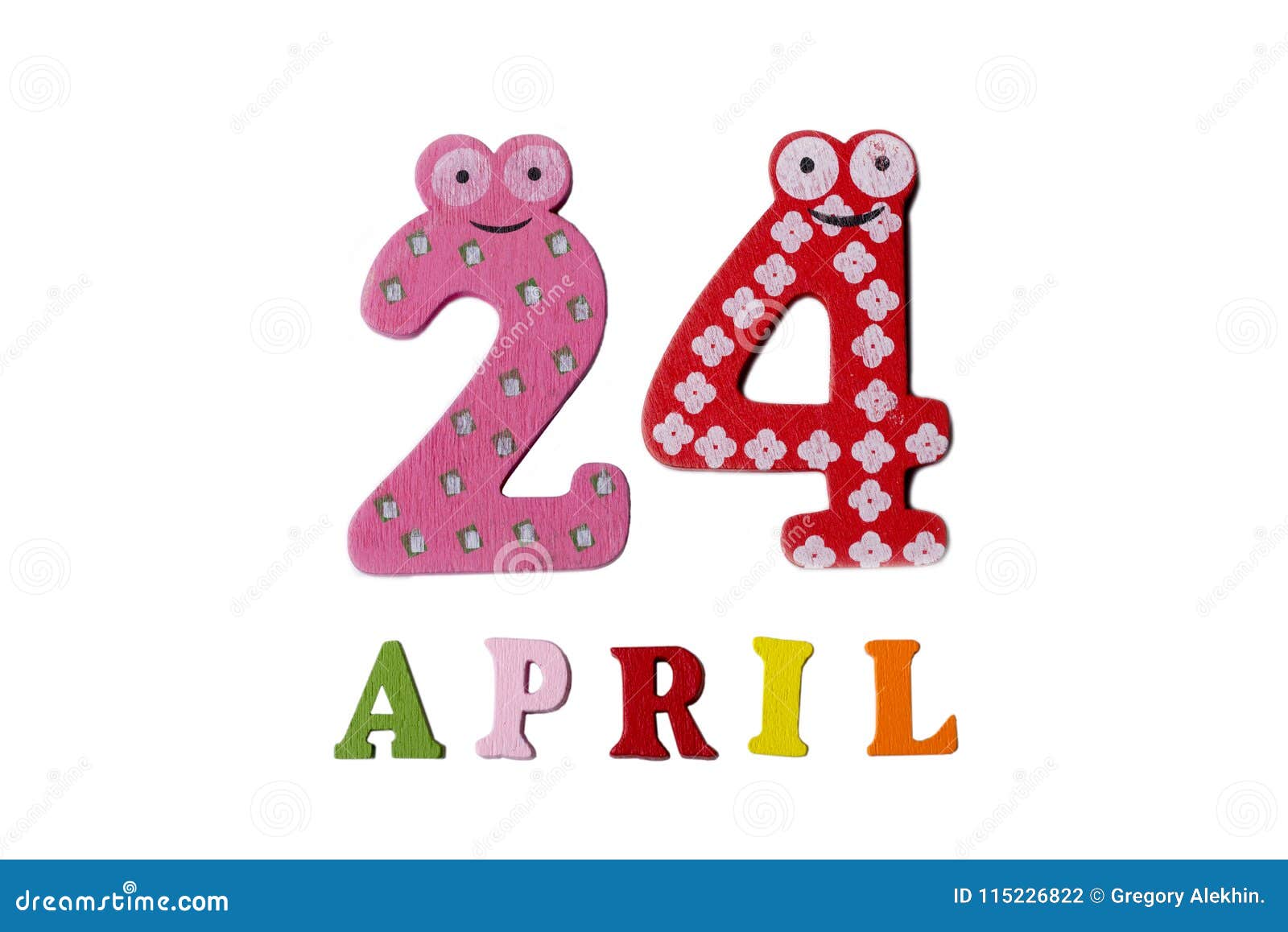 April 24 on a White Background of Numbers and Letters. Stock Photo ...