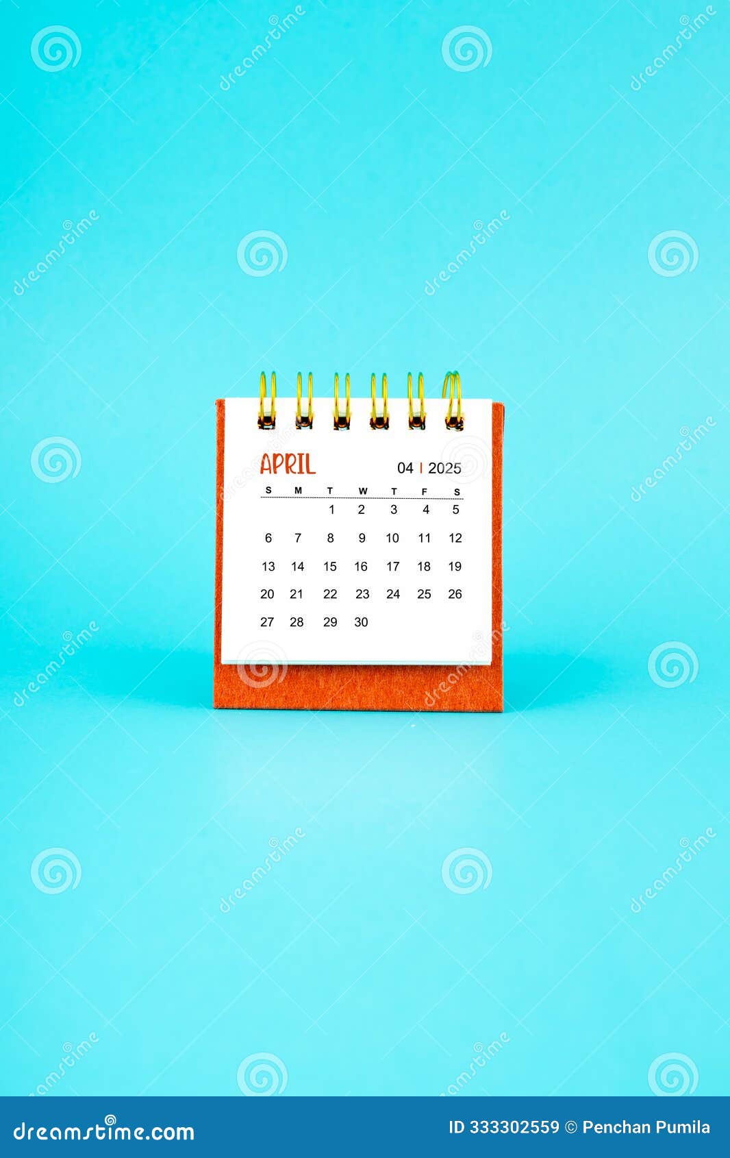 April 2025 White Desk Calendar on Blue Background Stock Image - Image ...